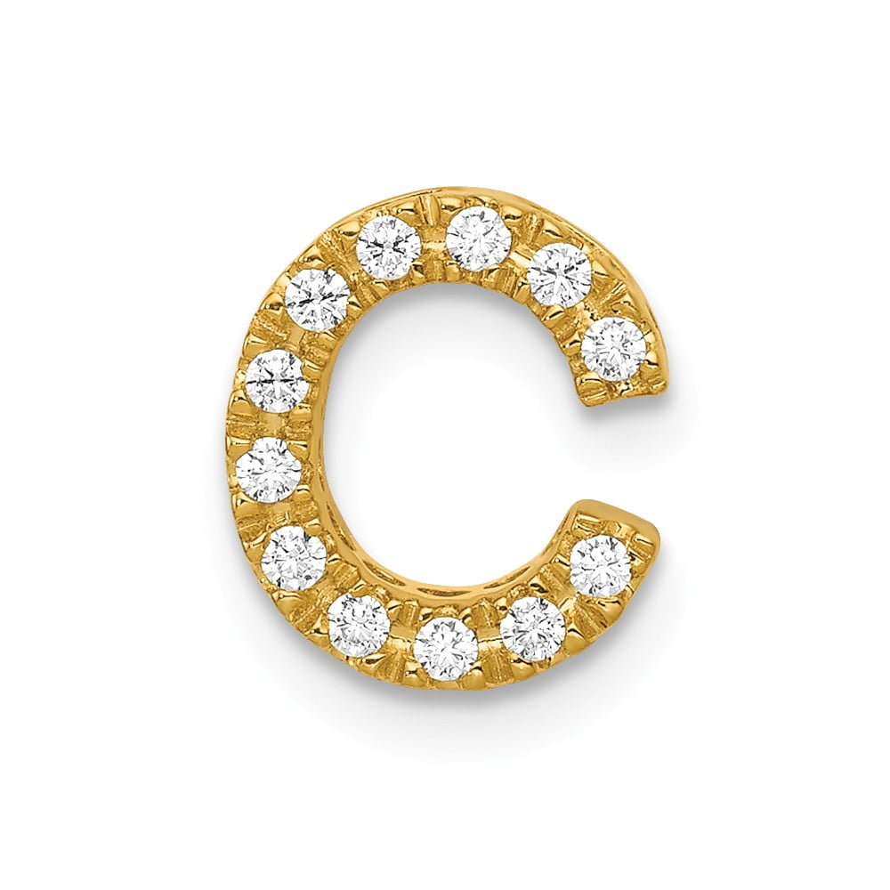 Real 14kt Yellow Gold Diamond Letter C Initial Charm Pendant; for ...