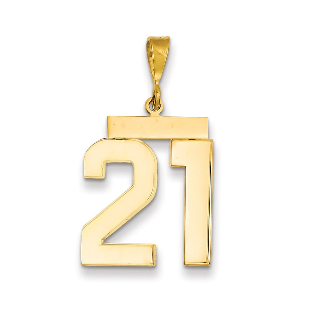 Real 14kt Yellow Gold Large Polished Number 21 Charm Pendant; for ...