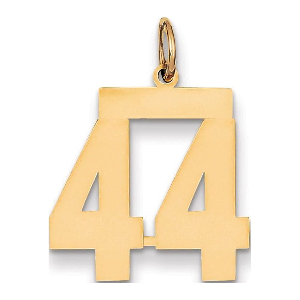 Real 14kt Yellow Gold Medium Polished Number 44 Charm Pendant; for ...