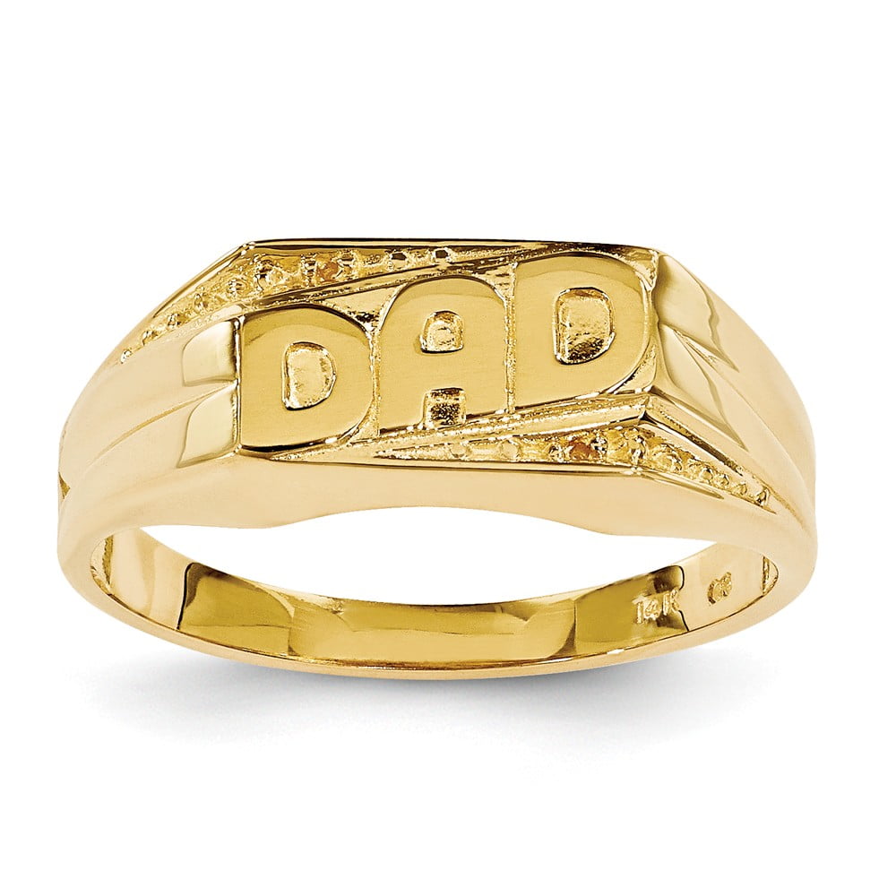 Real 14kt Yellow Gold Polished Etched Edges Diamond DAD Ring Mounting ...