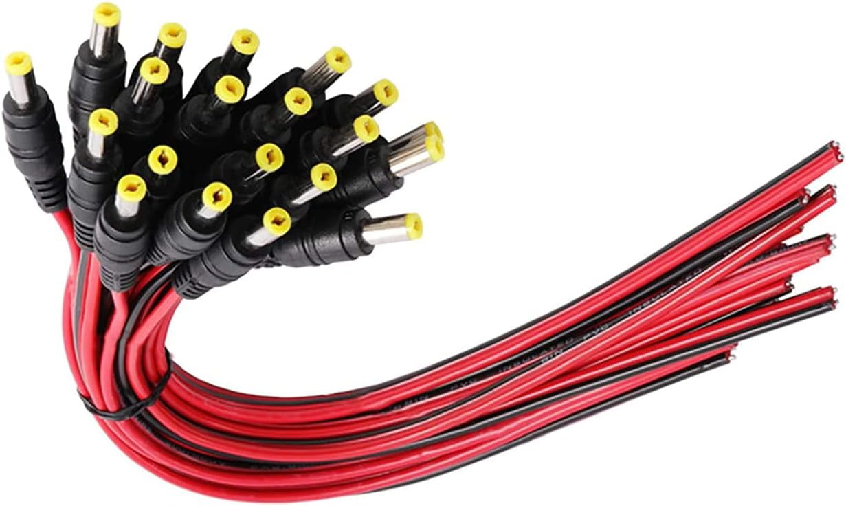 (Real 18AWG 43x2pcs Wires) 20pcs Male DC Power Pigtail Cable, 12V 5A DC ...