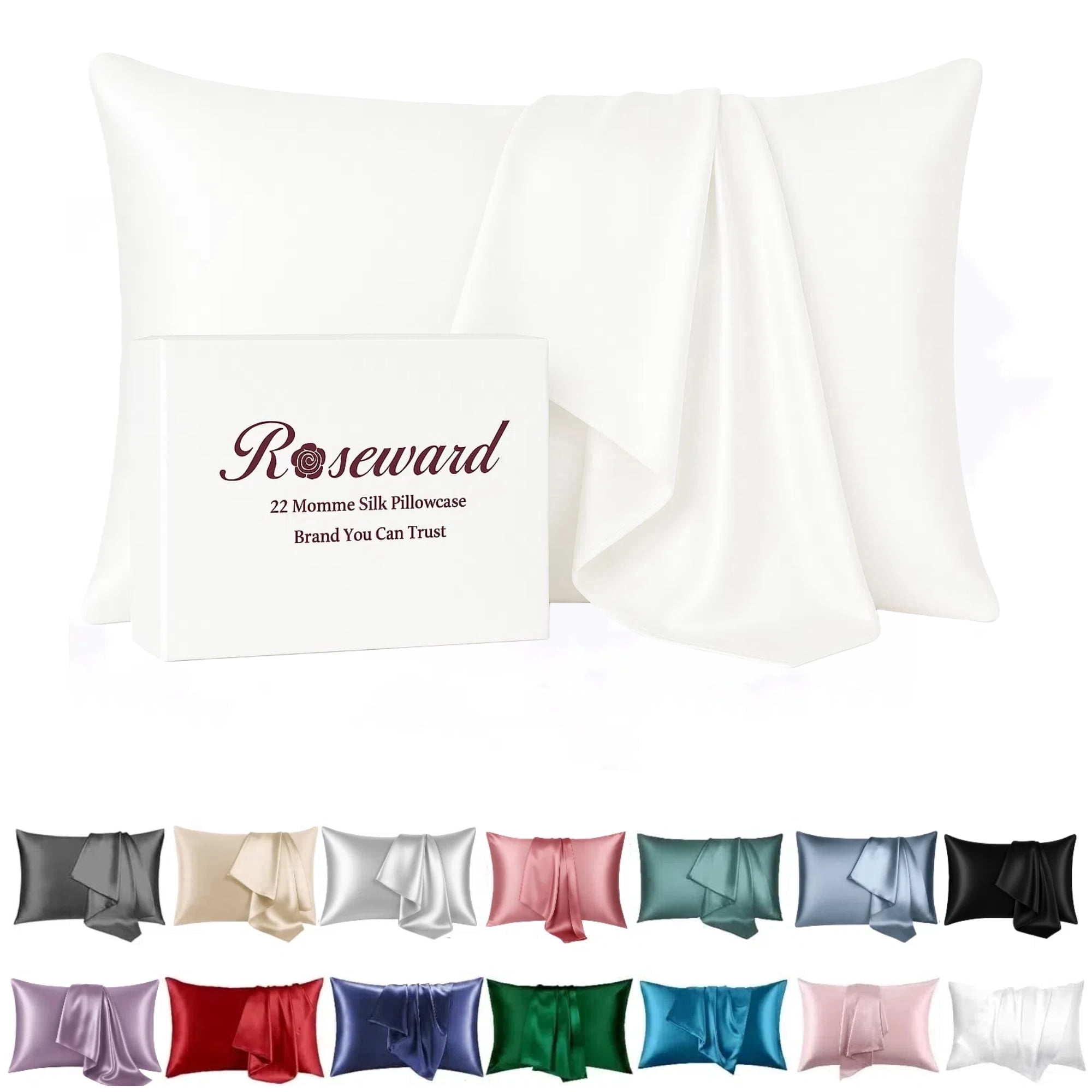 Real 22 Momme Silk Pillowcase for Hair and Skin Made in USA, Pure Silk ...