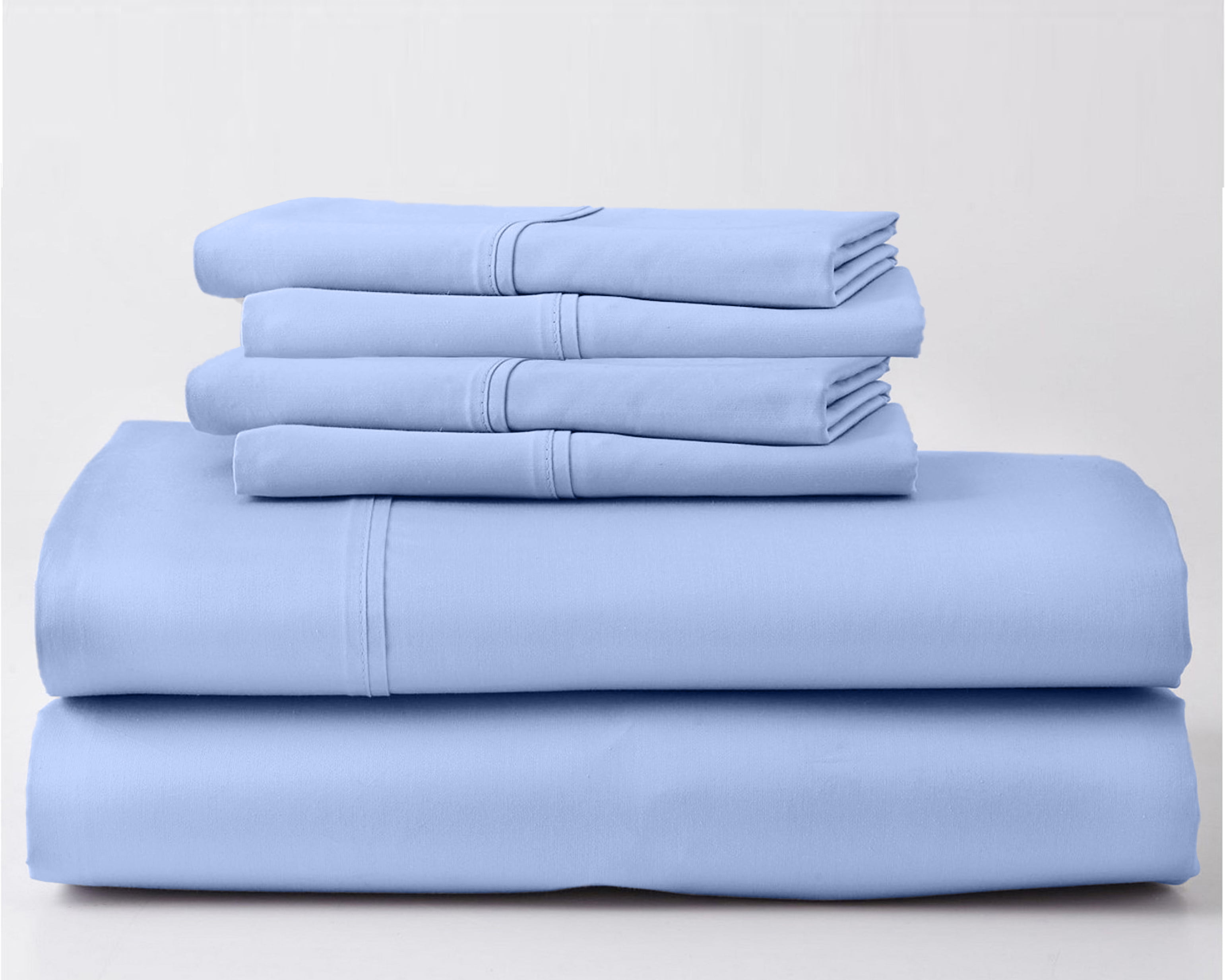 ABORN 800-Thread-Count, 100% Egyptian Cotton, 6 PC Queen Light Blue 18 ...