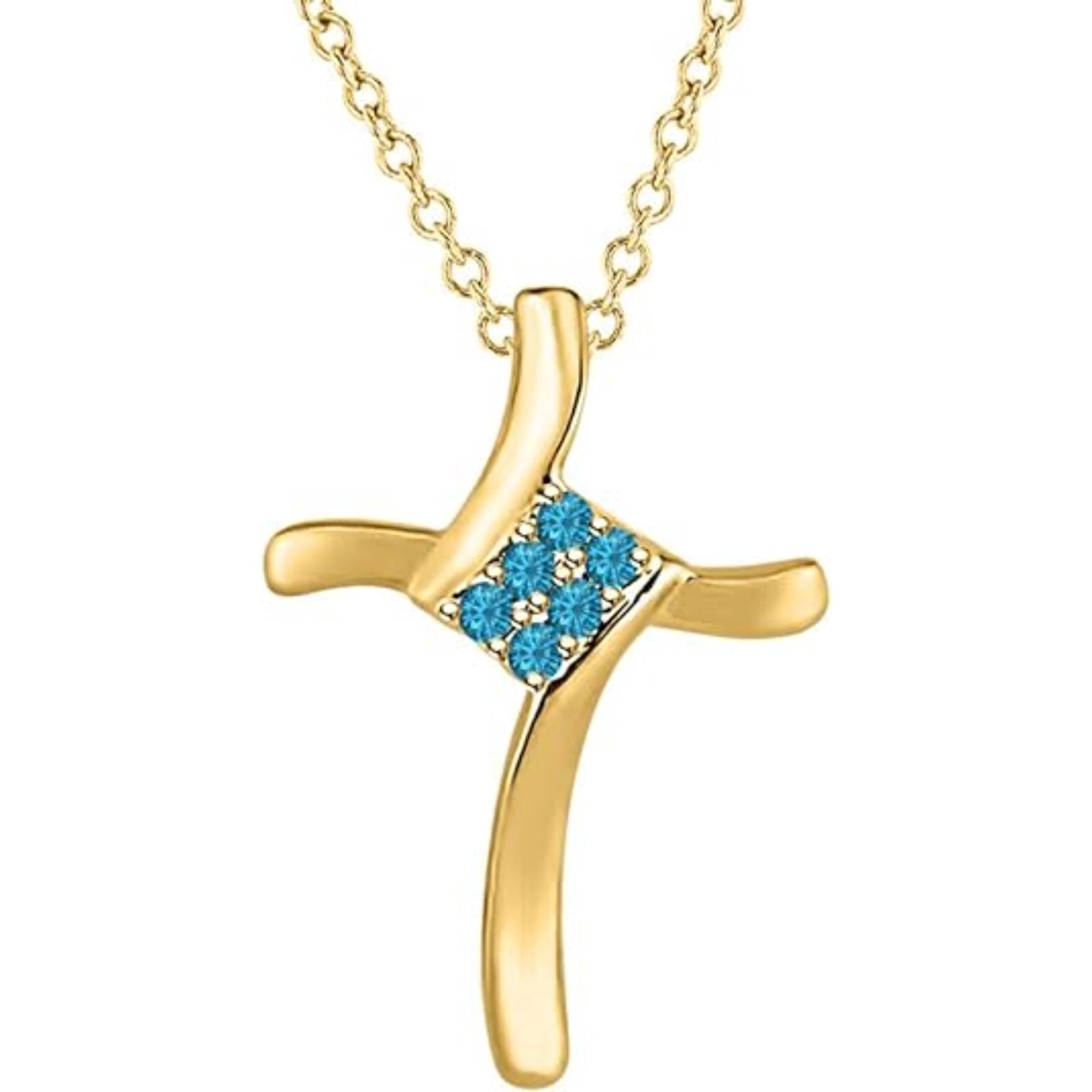 Real 925 Sterling Silver 14K Yellow Gold Finish Round Cut London Blue ...