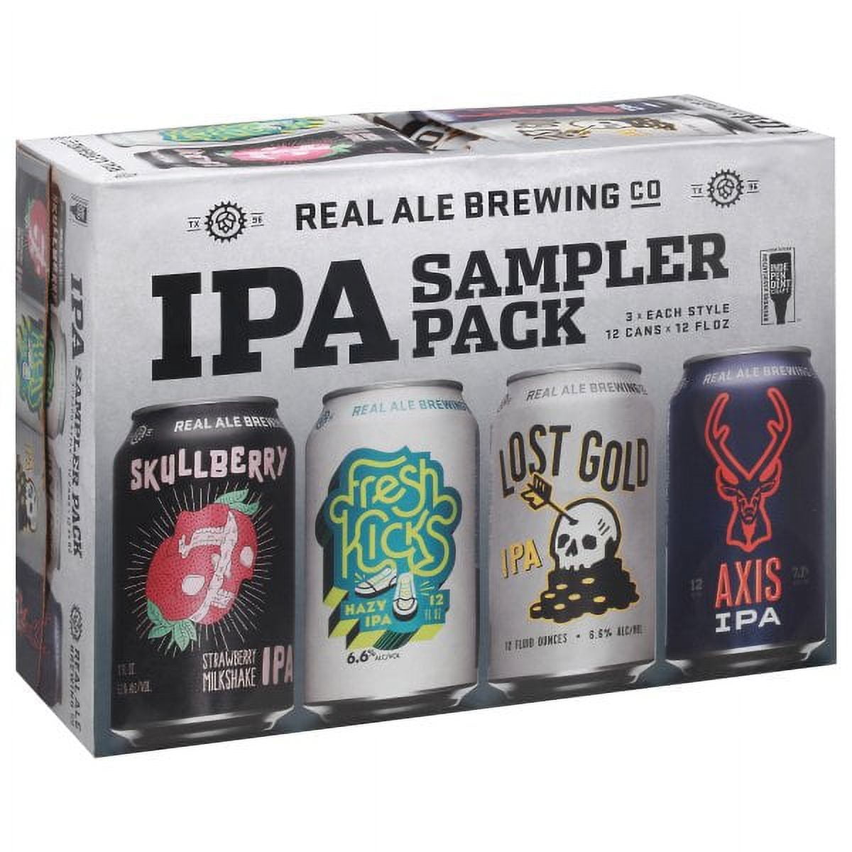 Real Ale IPA Sampler Craft Beer, 12 Pack, 12 fl oz Cans, 9.3% ABV ...
