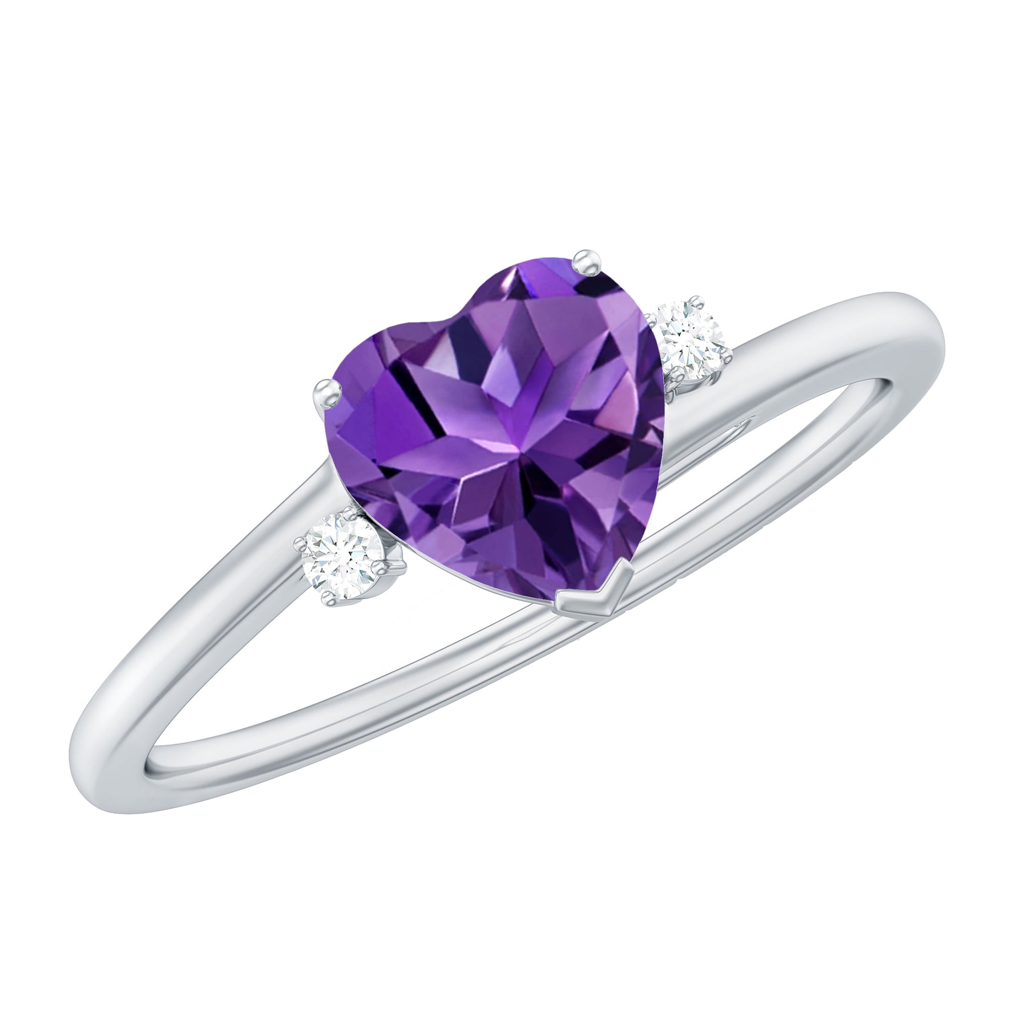 Rosec Jewels Real Amethyst Solitaire Promise Ring with Moissanite - 6 ...