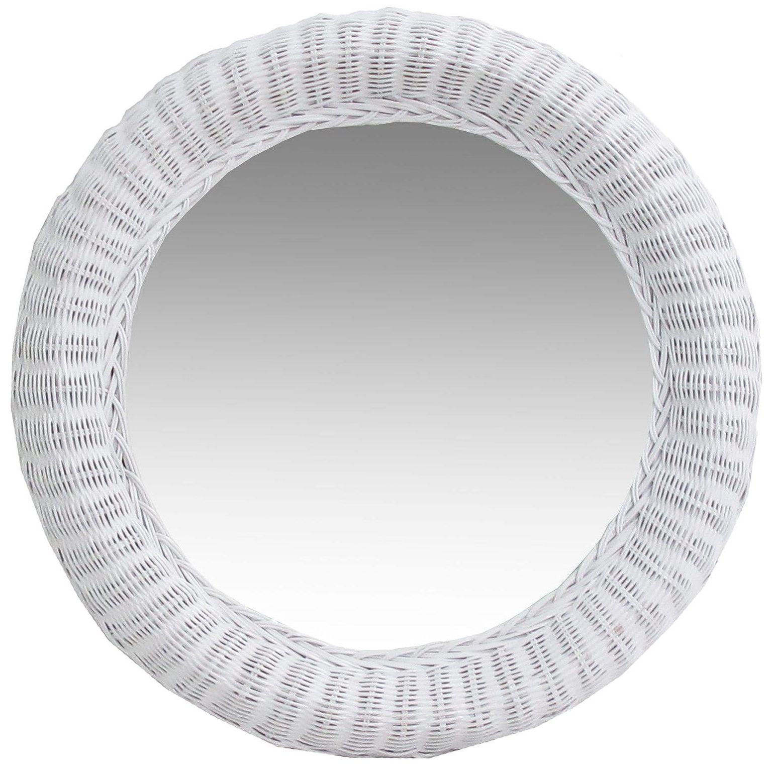 Authentic White Rattan Wicker Round Wall Mirror, 23" Woven - Walmart.com