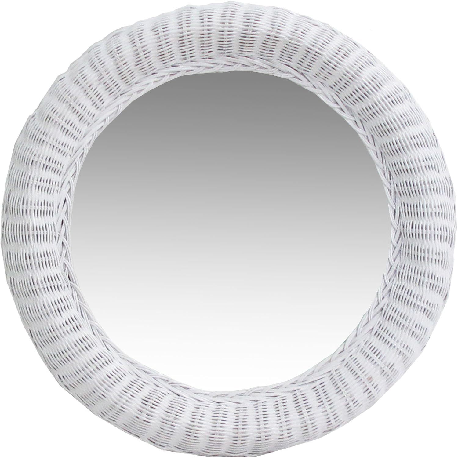 Real Authentic White Wicker Rattan Mirror 23" Round - Walmart.com
