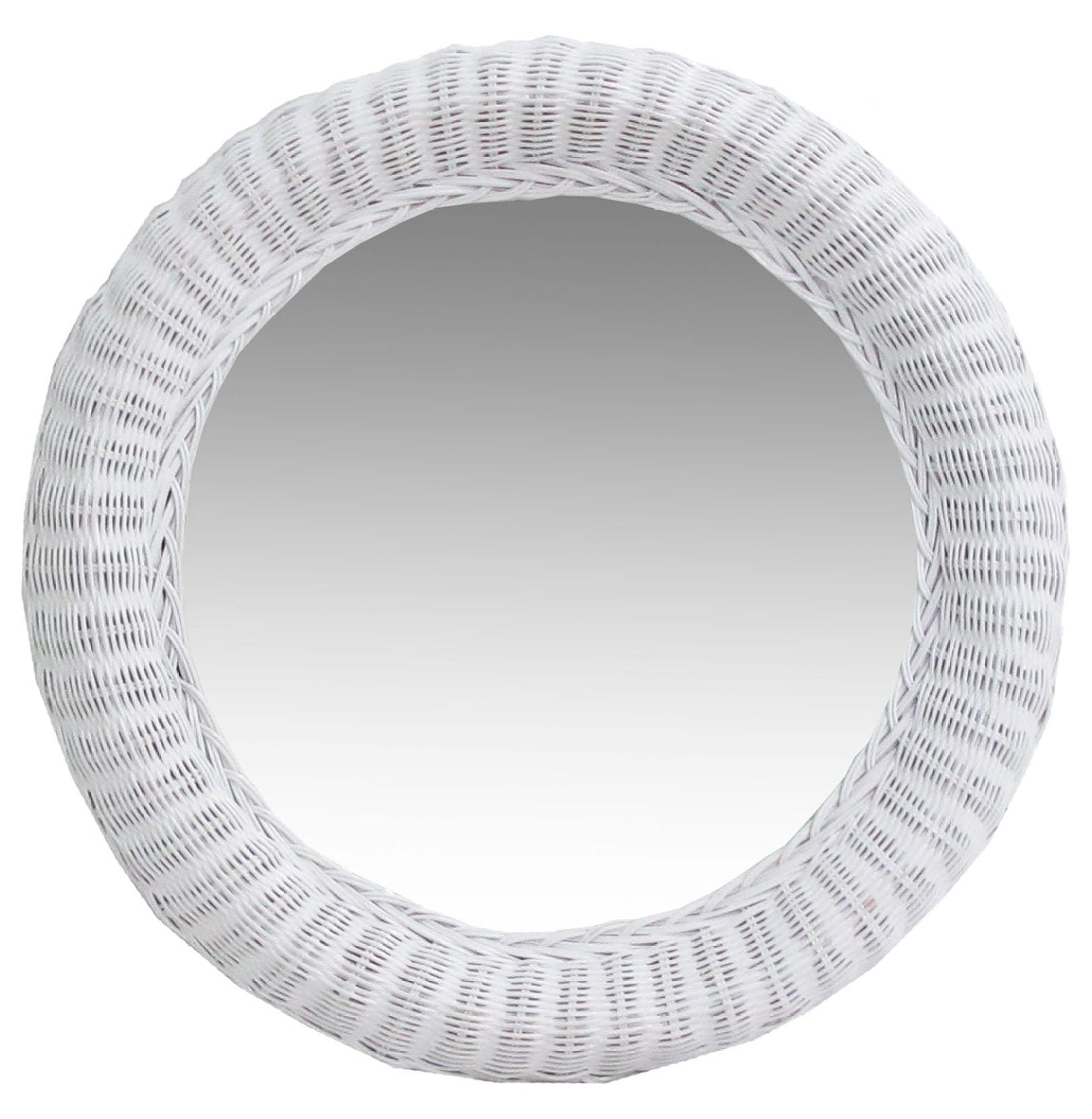 Real Authentic White Wicker Rattan Mirror 23" Round - Walmart.com