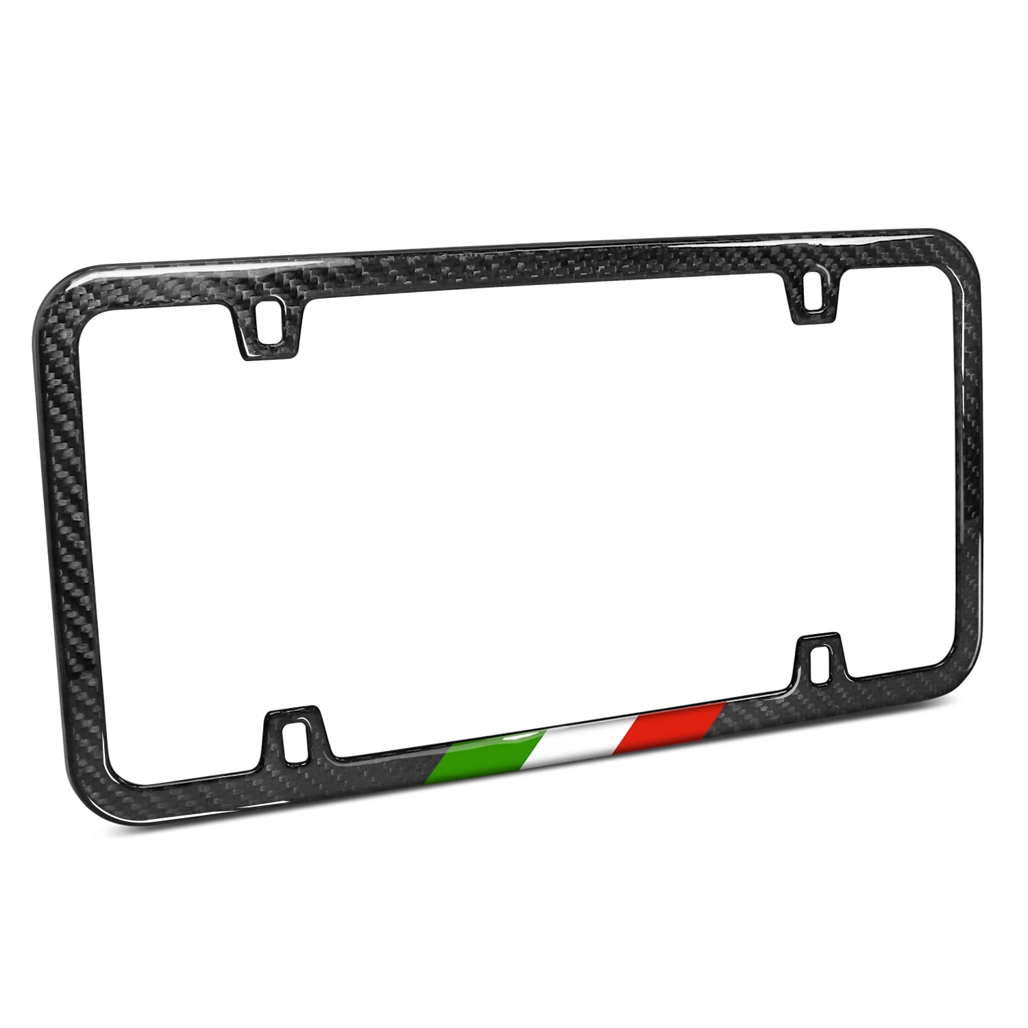 Real Black Carbon Fiber Italy Flag in Sports Stripe Slim License Plate ...