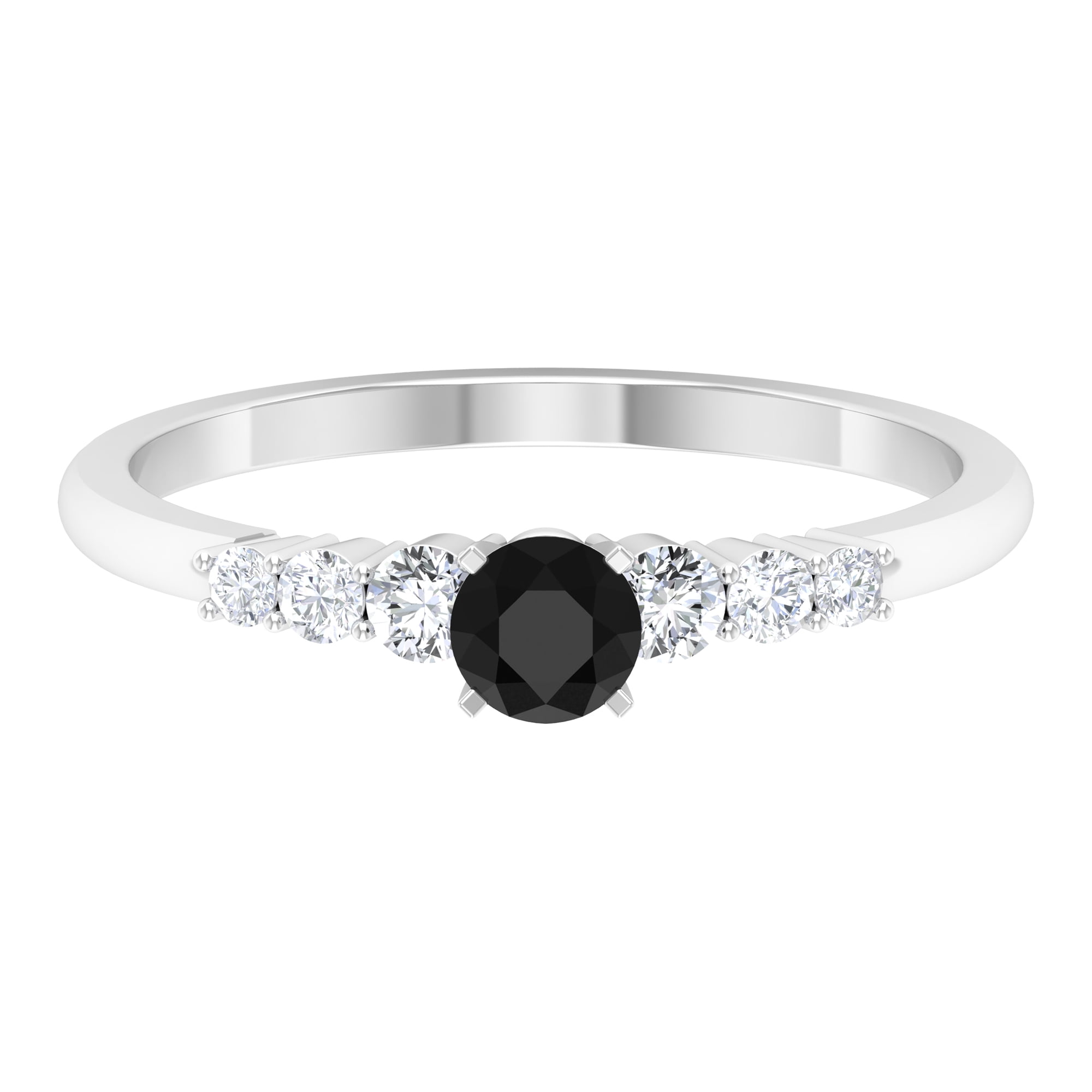 Rosec Jewels Real Black Spinel Promise Ring for Women with Diamond (AAA ...