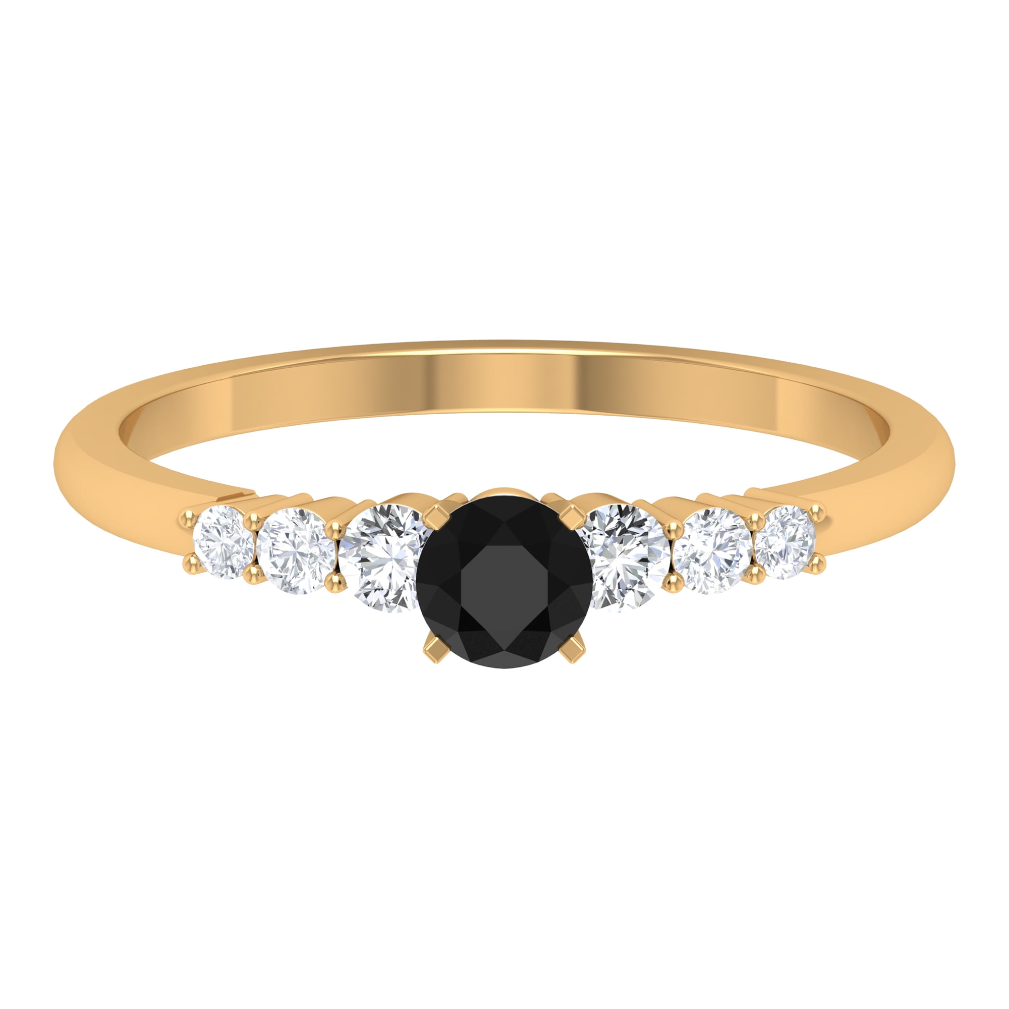 Rosec Jewels Real Black Spinel Promise Ring for Women with Diamond (AAA ...