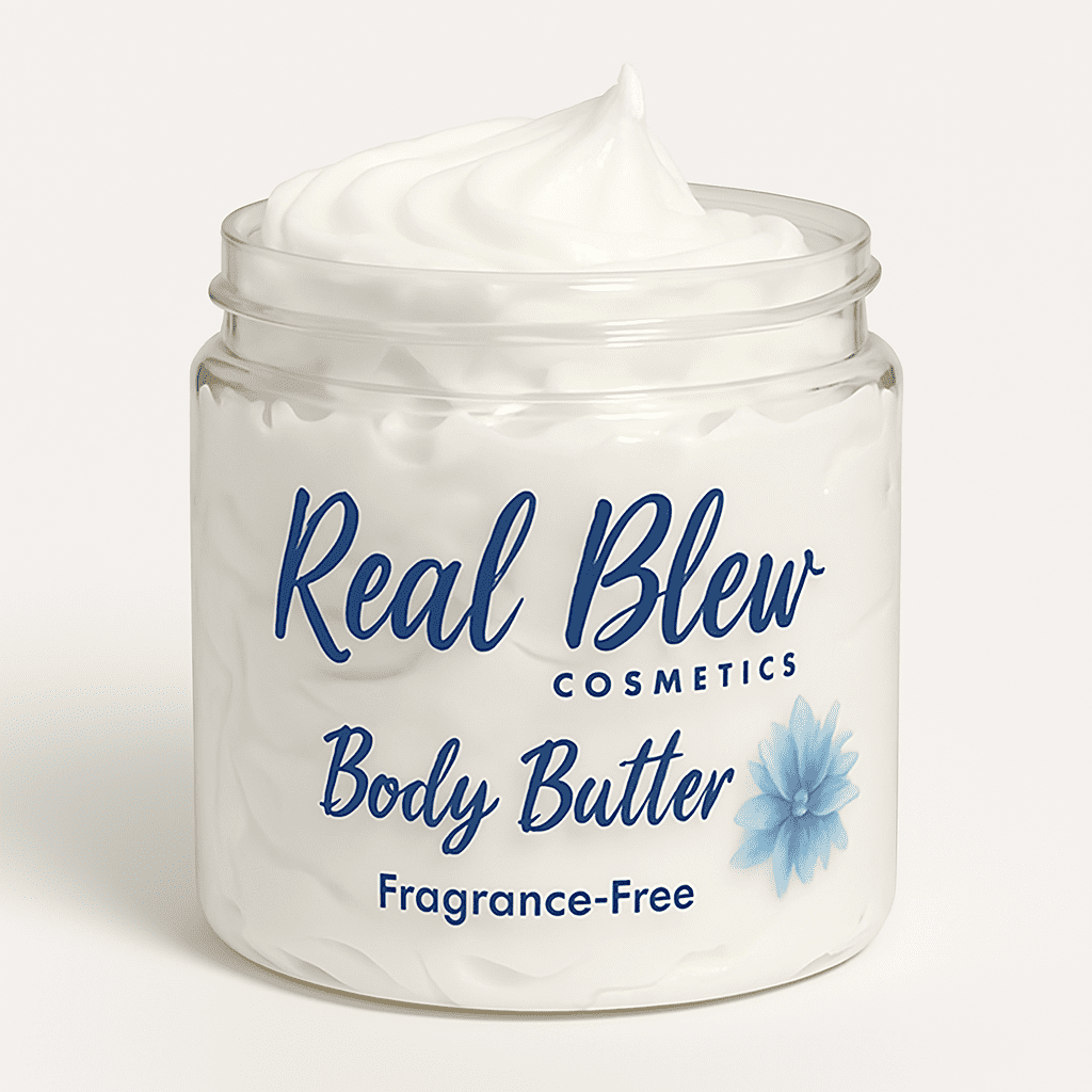 Real Blew Cosmetics Unscented Body Butter, 4oz Moisturizer for Dry Skin ...