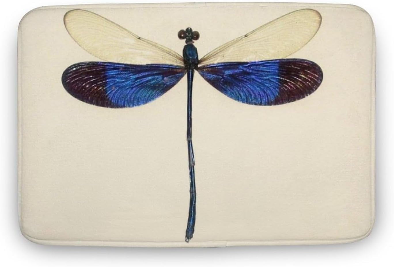 Real Blue Metalwing Dragonfly Bathroom Rugs Sets Funn Small Cute Bath ...
