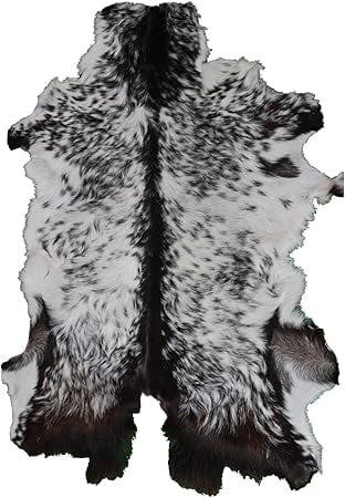 Real Brown and White Goat Skin Rug | Luxurious Hair-On Leather Goat ...