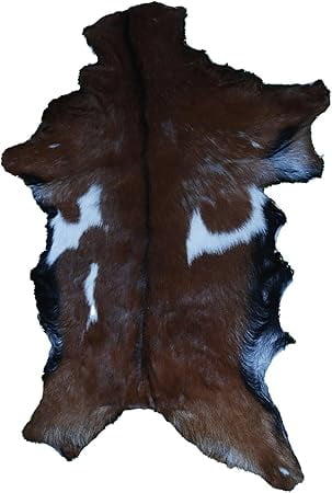 Real Brown and White Goat Skin Rug | Luxurious Hair-On Leather Hide for ...