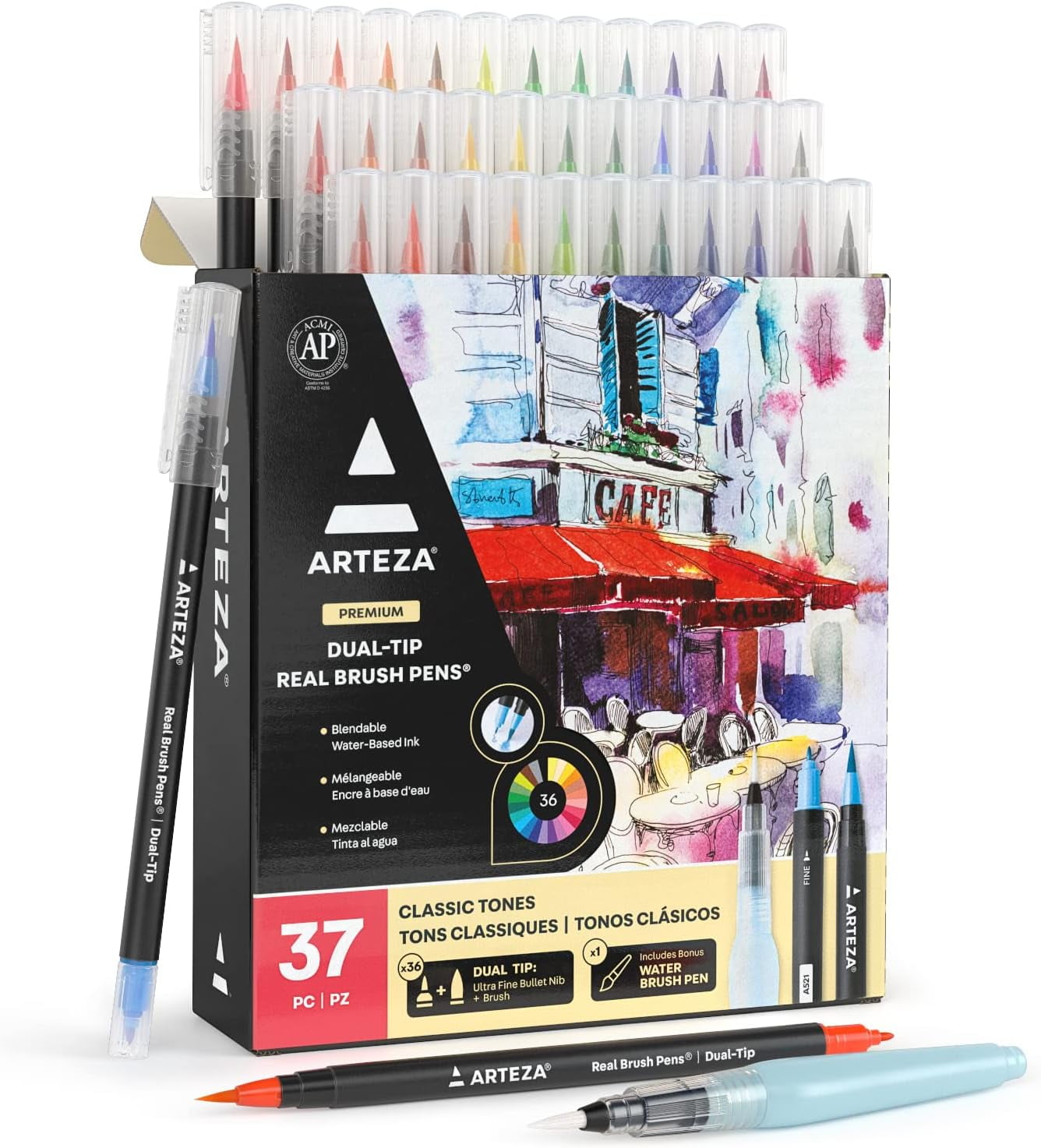 Real Brush Pens,, Drawing Markers with Flexible Brush Tips, Watercolor ...