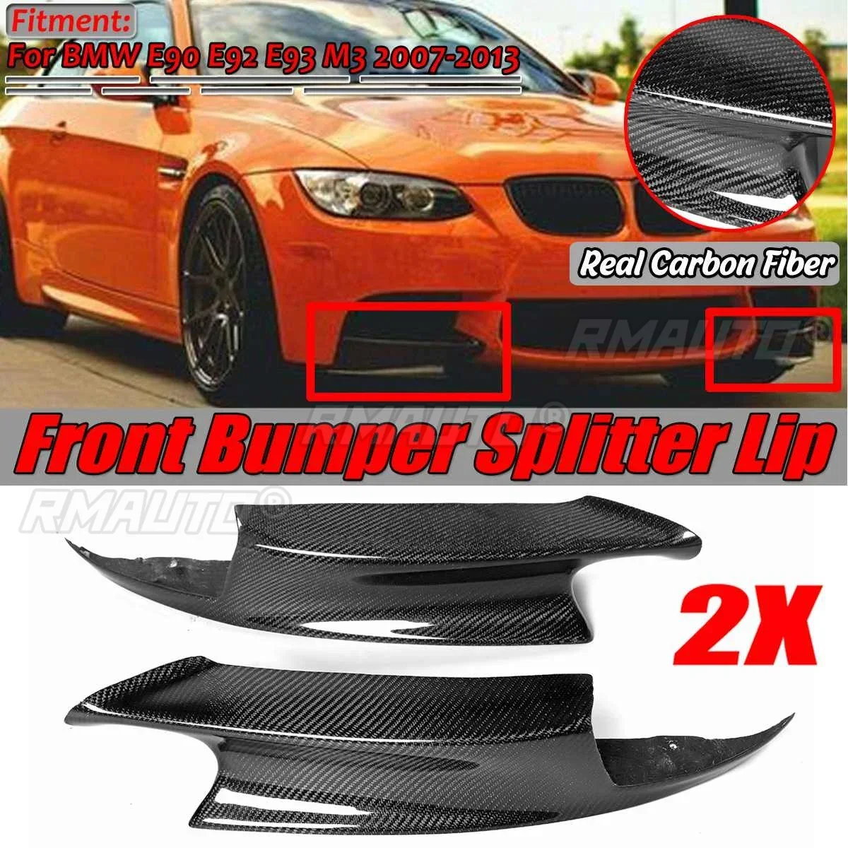 Real Carbon Fiber Car Front Bumper Splitter Lip Cover Diffuser Lip For ...