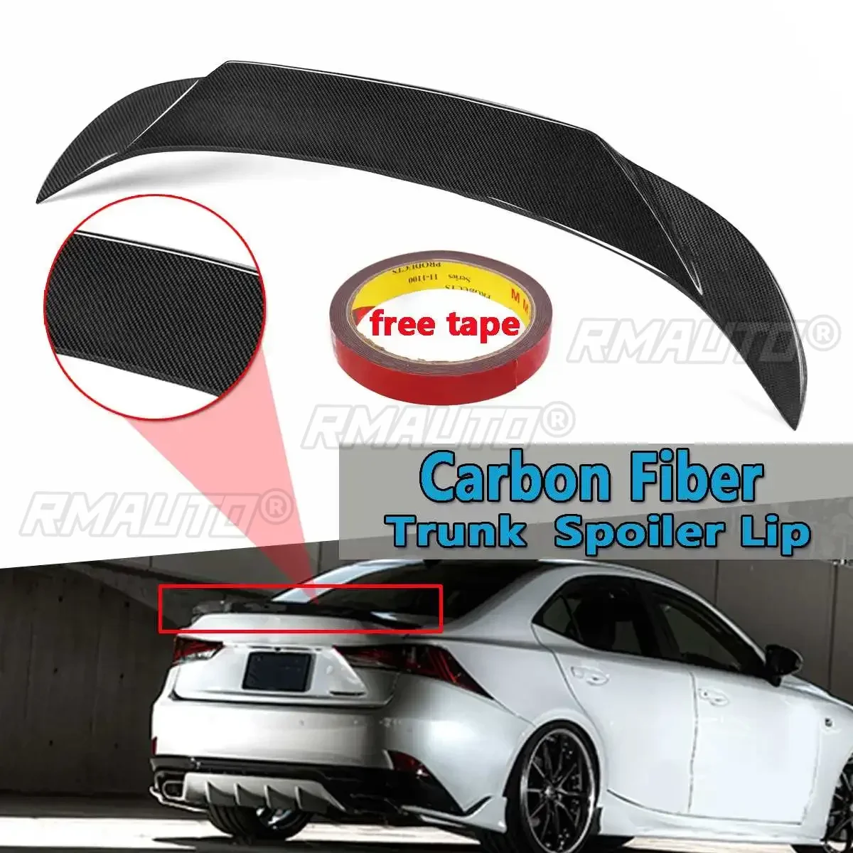 Real Carbon Fiber Car Rear Spoiler Wing Lip Extension For Lexus IS250 ...