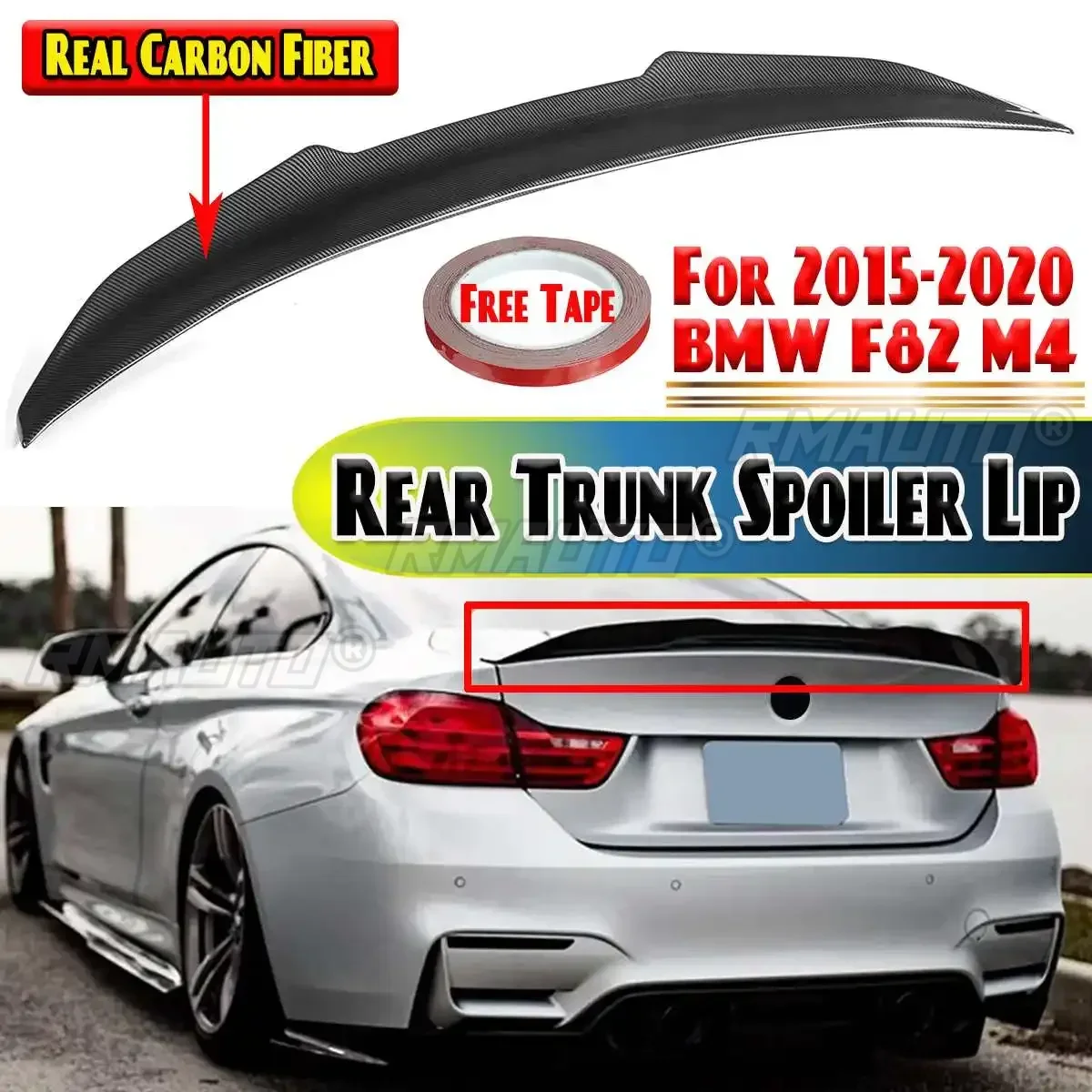 Real Carbon Fiber F82 Rear Spoiler Wing PSM Style Rear Trunk Spoiler ...