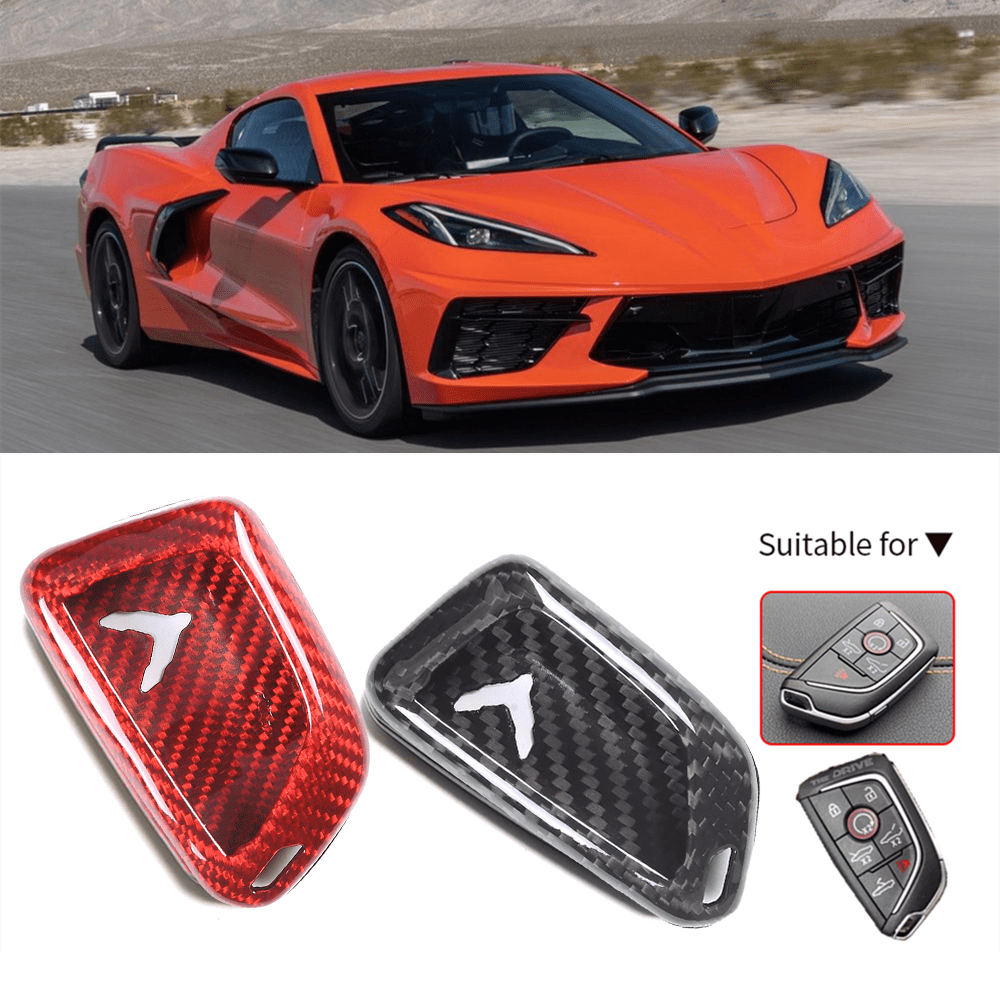 Real Carbon Fiber Key Fob Case Cover Compatible with Chevrolet Corvette ...