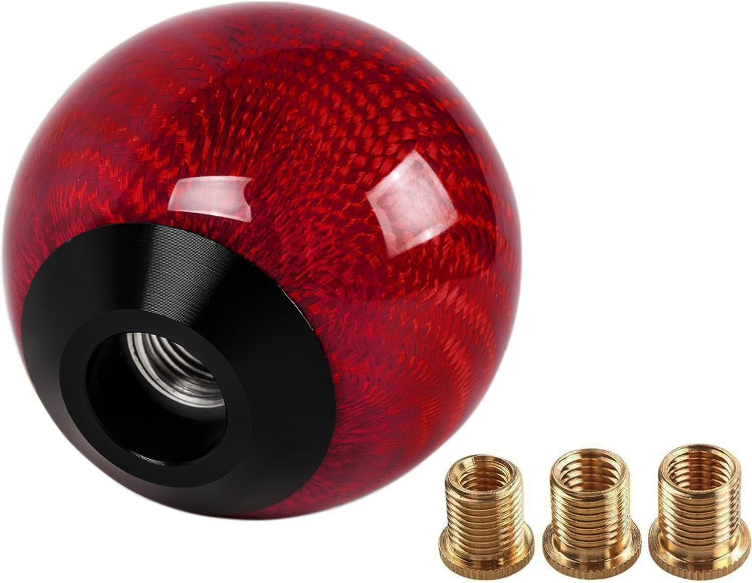 Real Carbon Fiber Shift Knob Gear Shifter Knobs with 3 Adapters Round ...