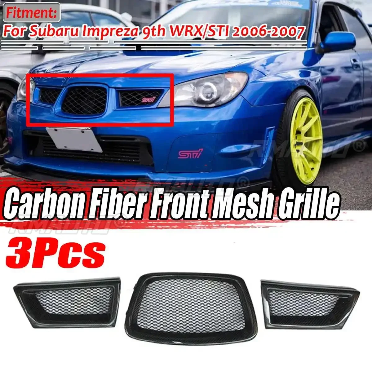 Real Carbon Fiber Subaru Impreza WRX Car Front Lower Mesh Grill Grille ...
