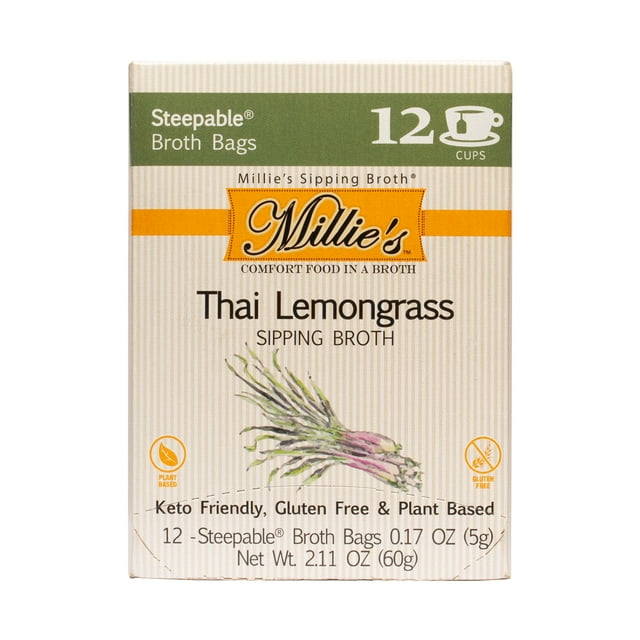 Millies Sipping Steepable Broth Bags Thai Lemongrass 12pk