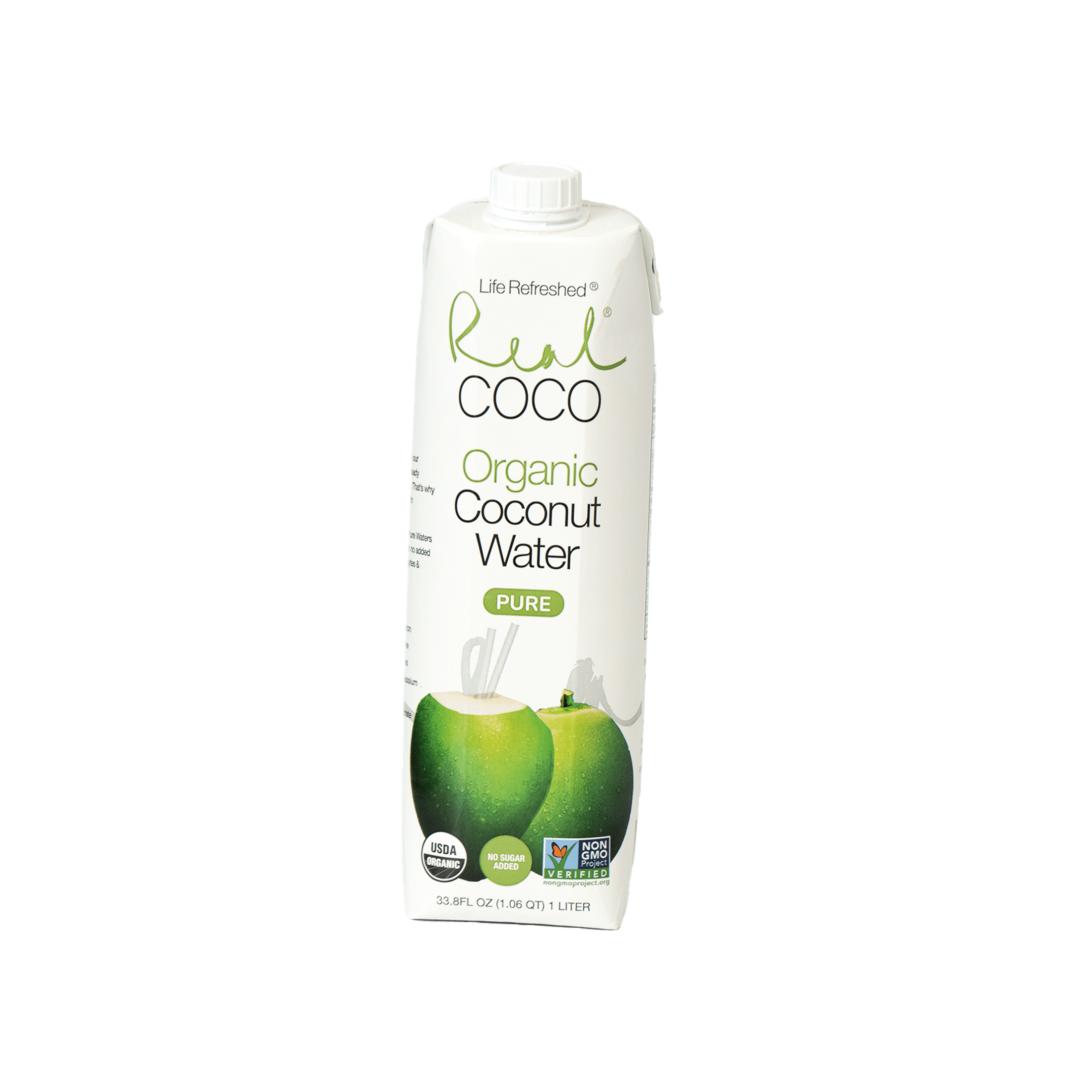 Real Coco Organic Coconut Water, 33.8 oz, Pure, Liquid, NON GMO, Shelf ...