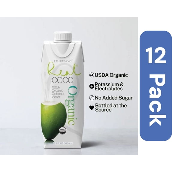 Real Coco Water Coconut Pure Organic 16.9 fl oz (Pack Of 12) - Walmart.com
