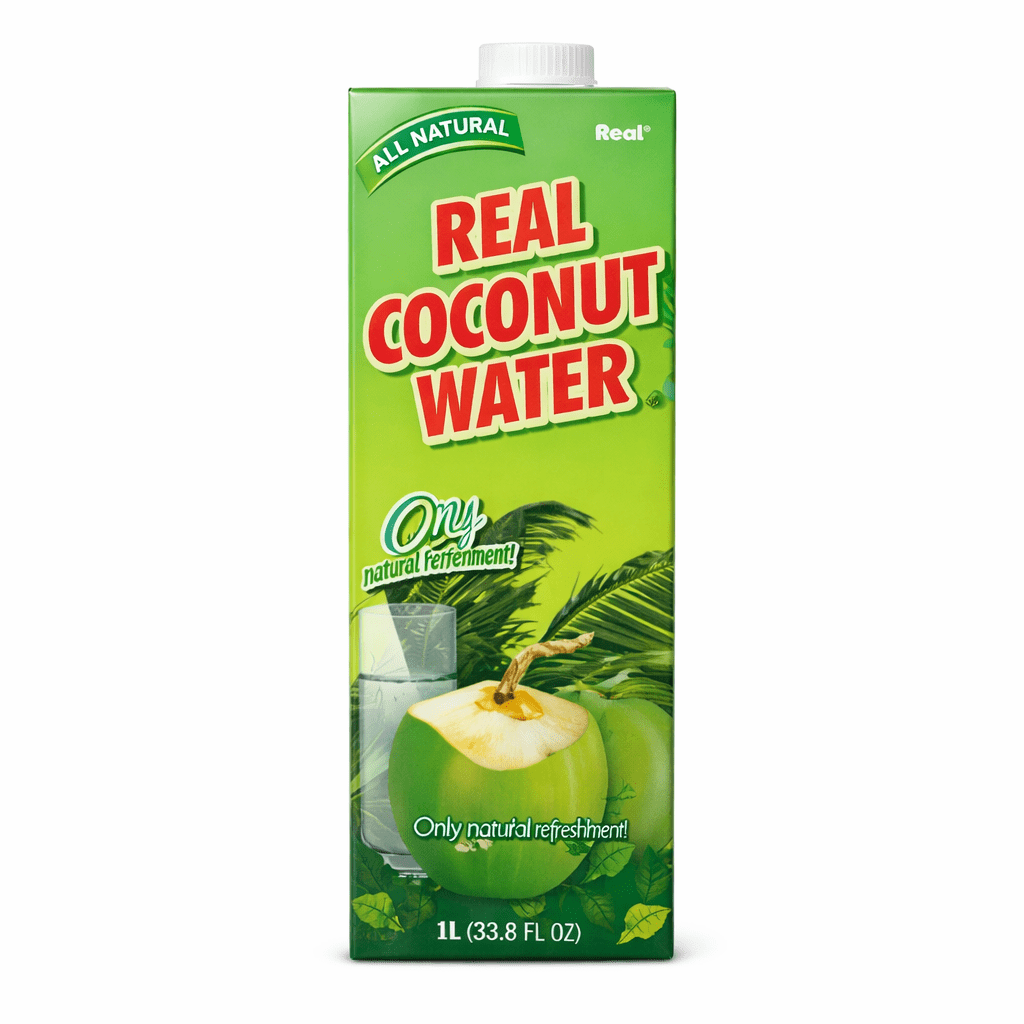 Real Coconut Water 1 Liter Natural Coconut Hydration Drink (33.8 fl oz ...