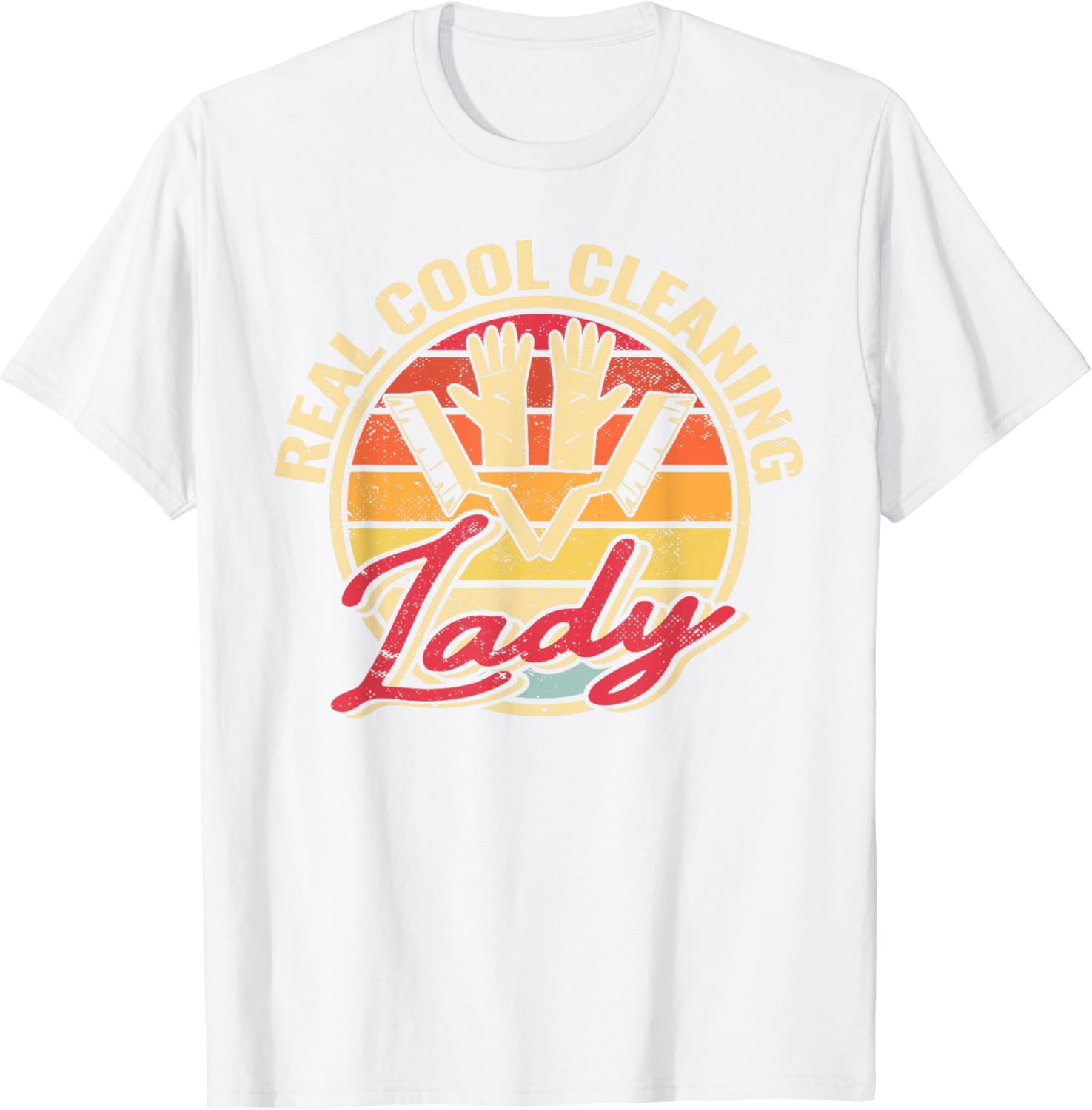 Real Cool Cleaning Lady vintage funny women Cleaning Crew T-Shirt ...