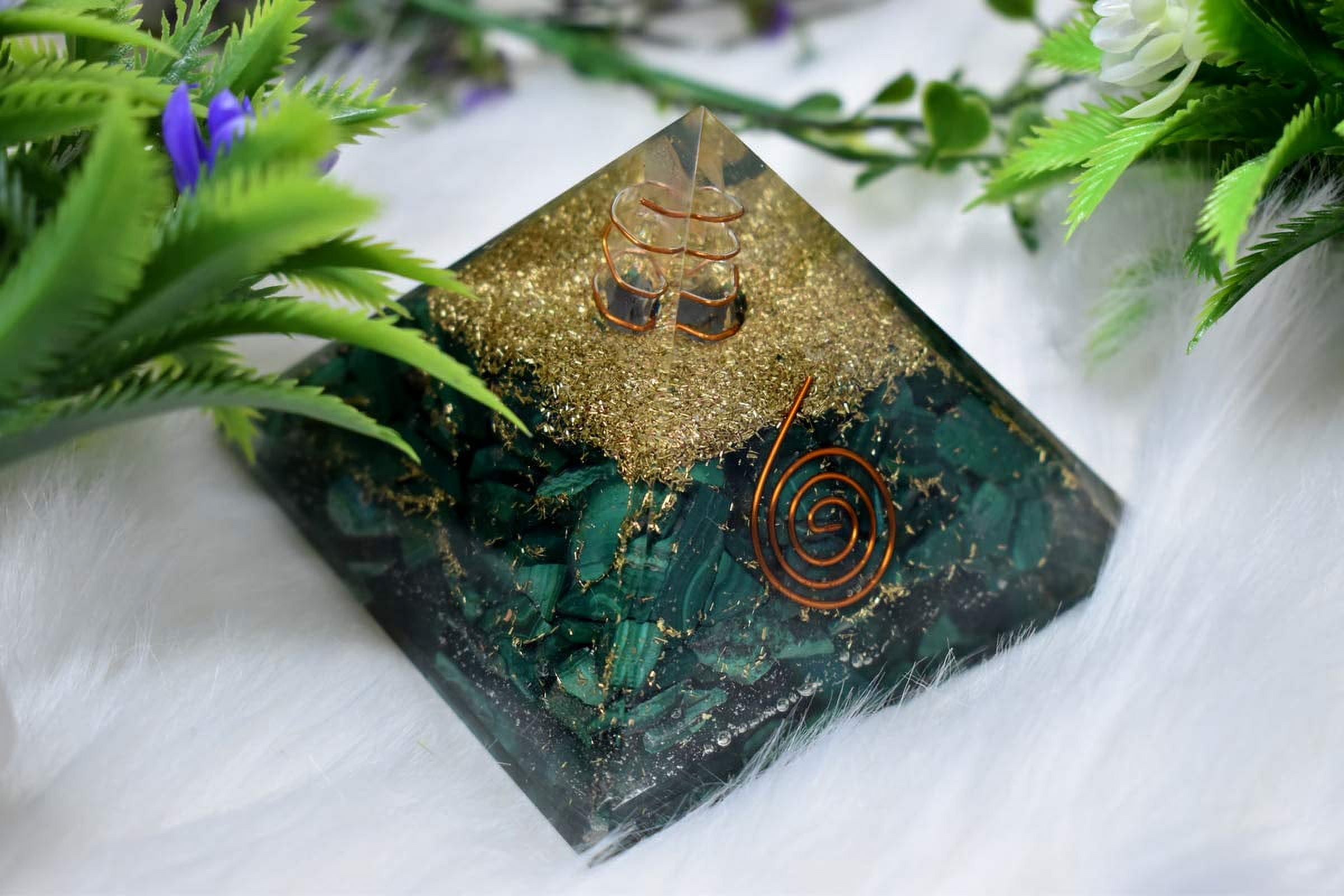 Real Crystal Malachite Orgonite Pyramid Crystal Point, Pyramid for Gift ...