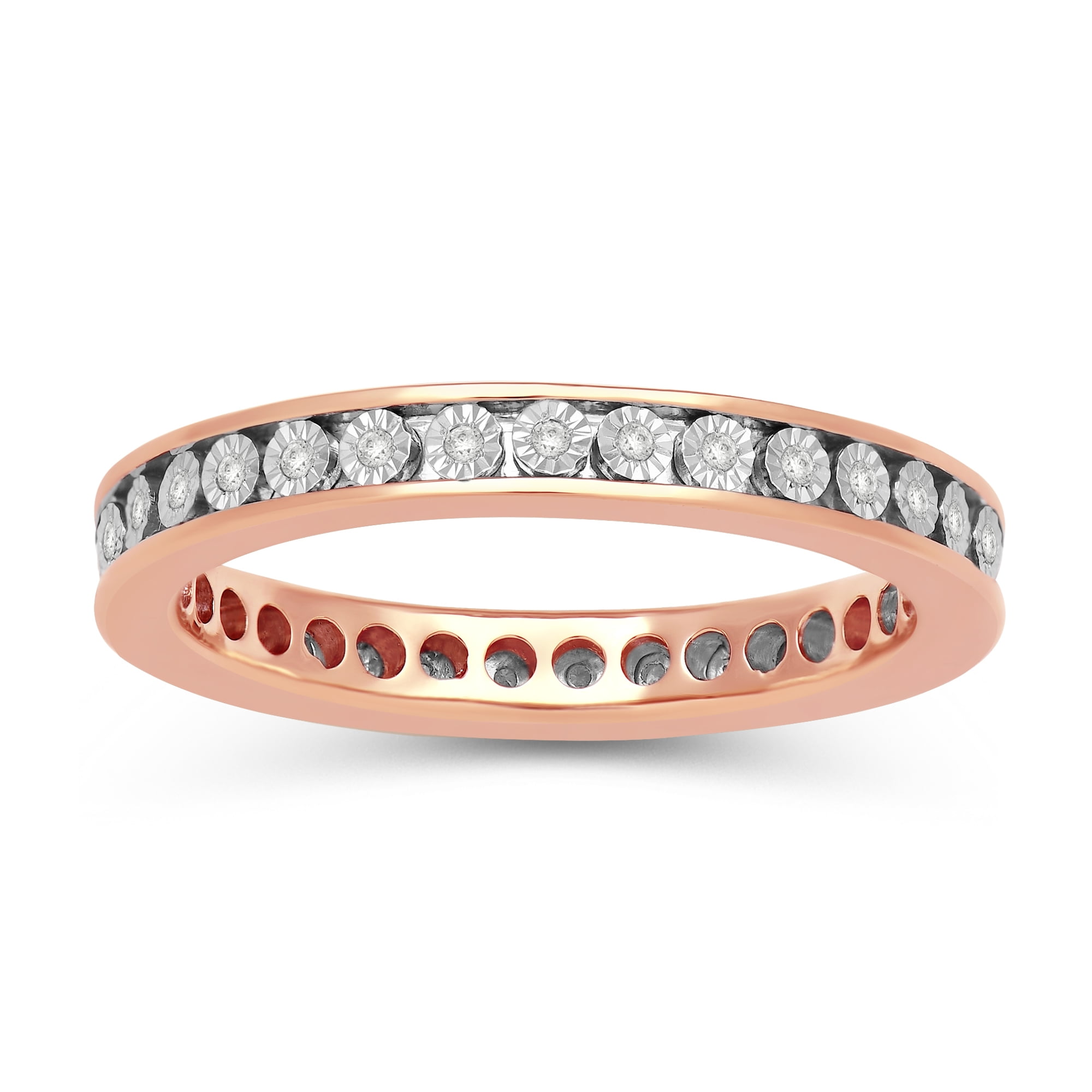 Real Diamond Channel Set Full Eternity Infinity Stackable Wedding Band ...