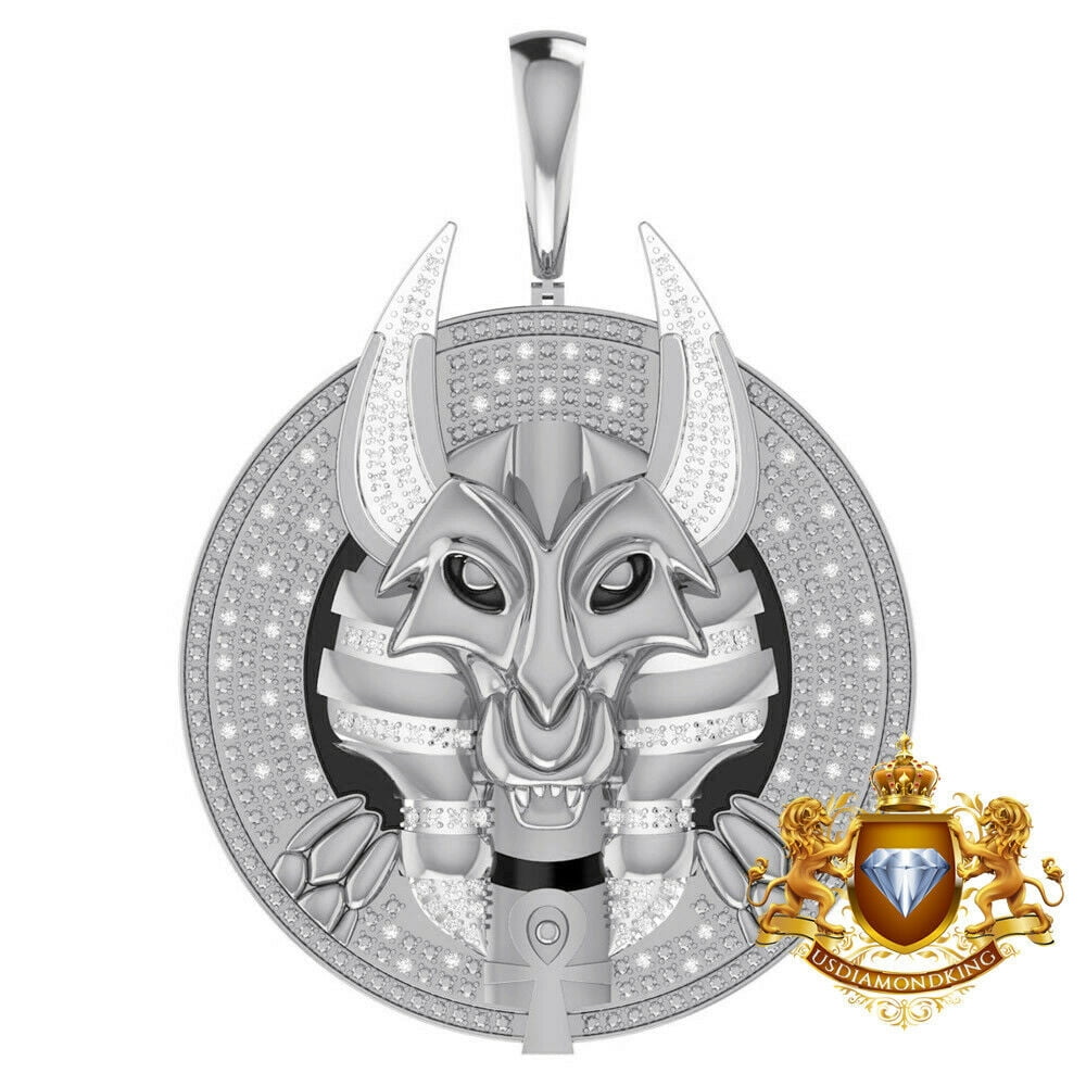 Real Diamond Egyptian God Anubis Pharaoh Mummy Charm 10K White Gold ...