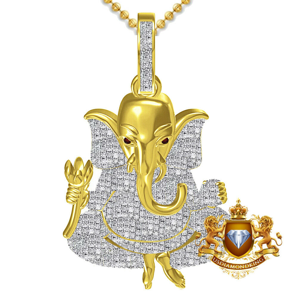 Real Diamond Lord Ganesha Ganpati God Shri Ganesh Hindu Pendent Over ...