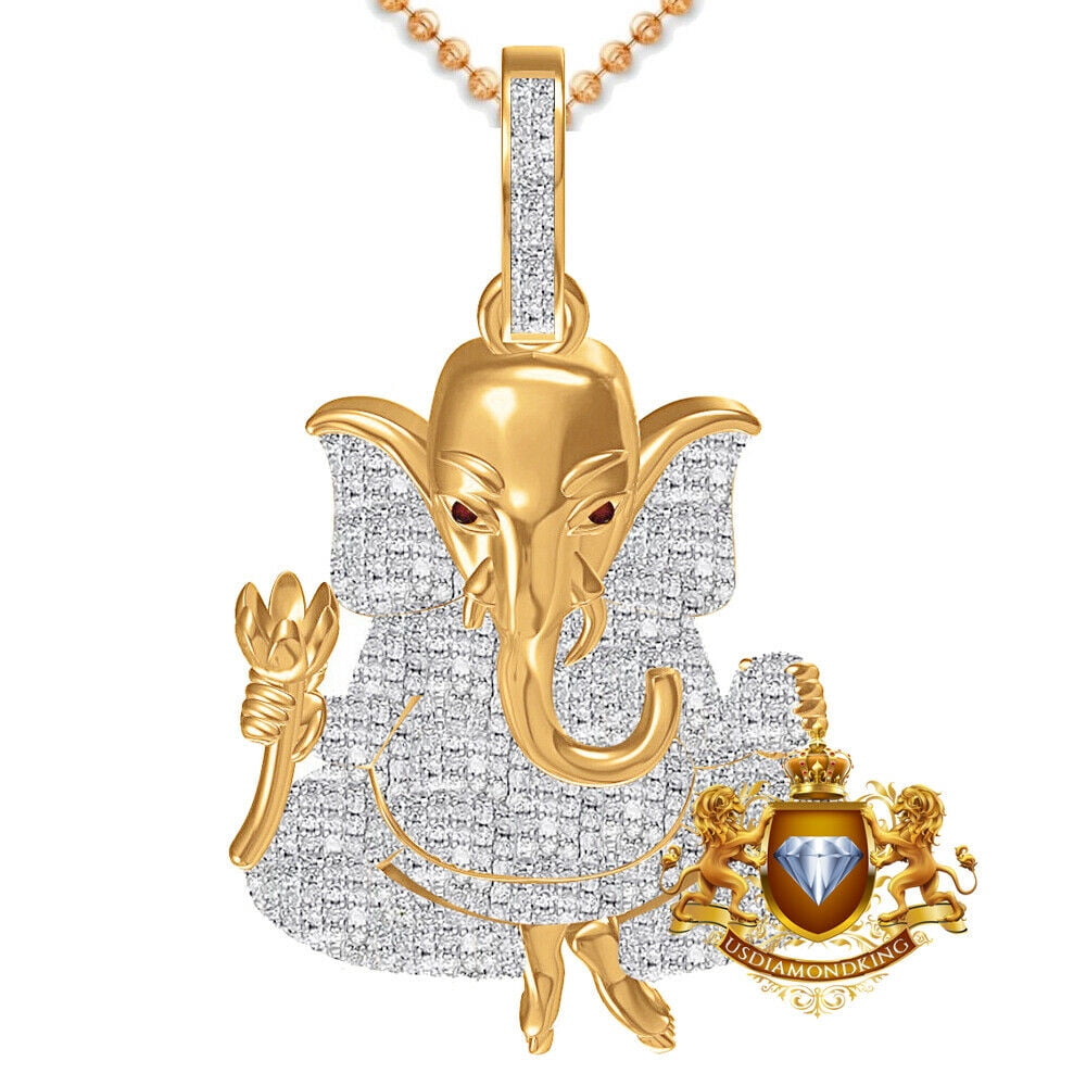 Real Diamond Lord Ganesha Ganpati God Shri Ganesh Hindu Pendent Over ...