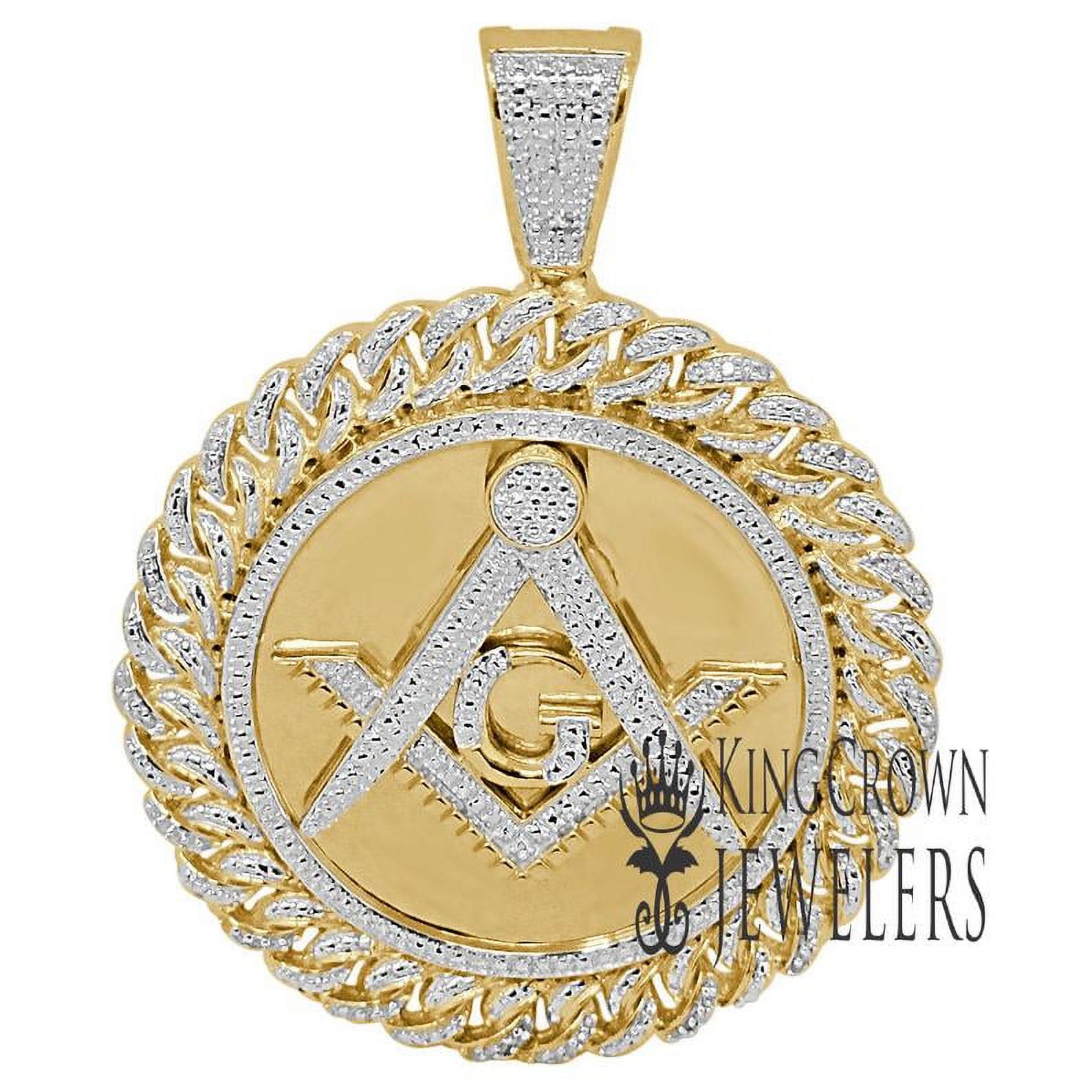 Real Diamond Miami Cuban Masonic Freemason Gold Finish Medallion Charm ...