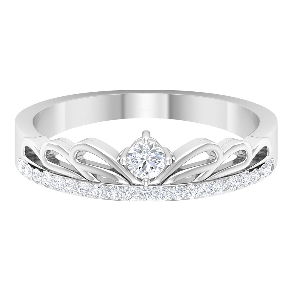 Real Diamond Wedding Ring in Gold, Crown Ring for Women (0.25 CT, HI-SI ...