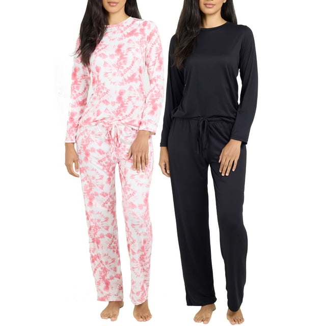 Real Essentials 2 Pack: Women's Pajama Set - Choose from Short Sleeve ...