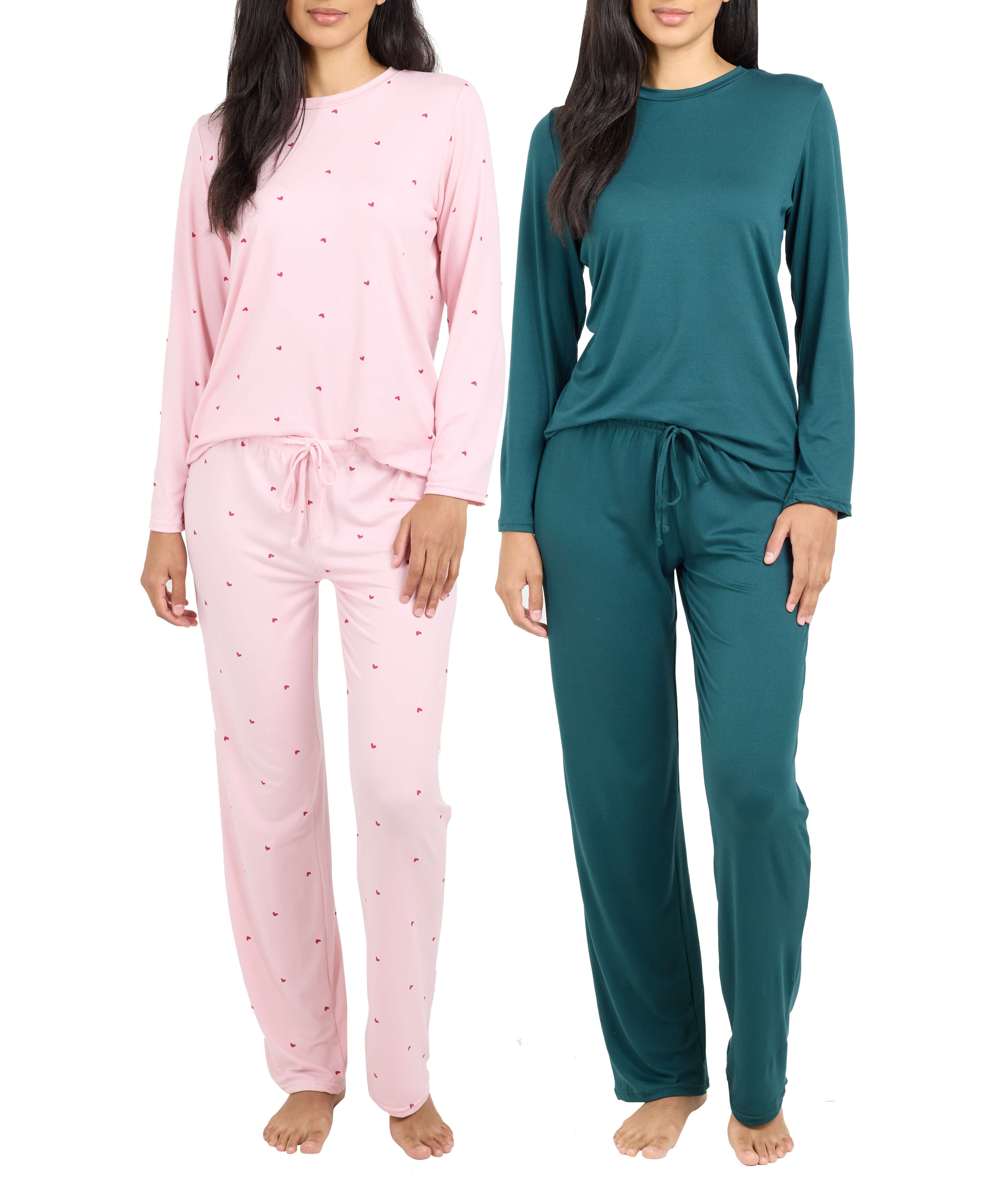 Real Essentials 2 Pack: Women's Pajama Set - Choose from Short Sleeve ...