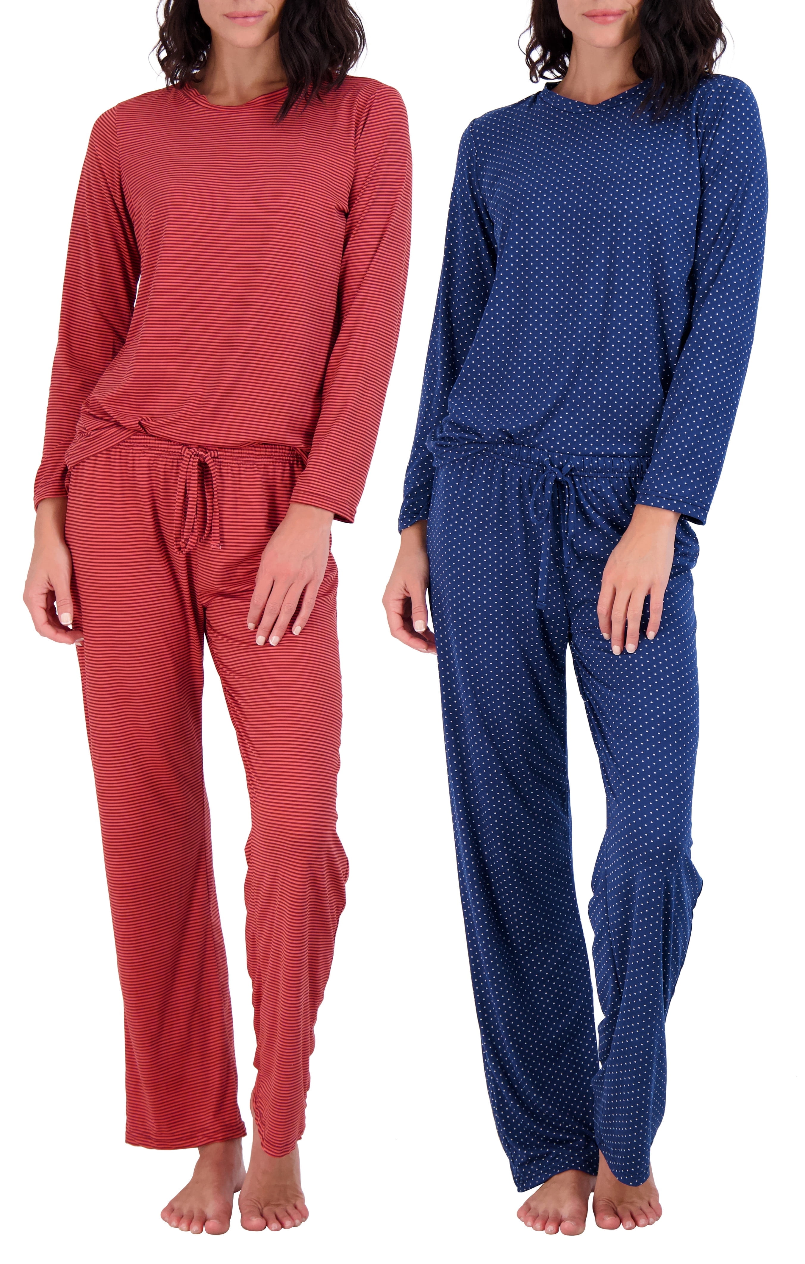 Real Essentials 2 Pack: Women's Comfy Pajama Sets - Short & Long Sleeve ...