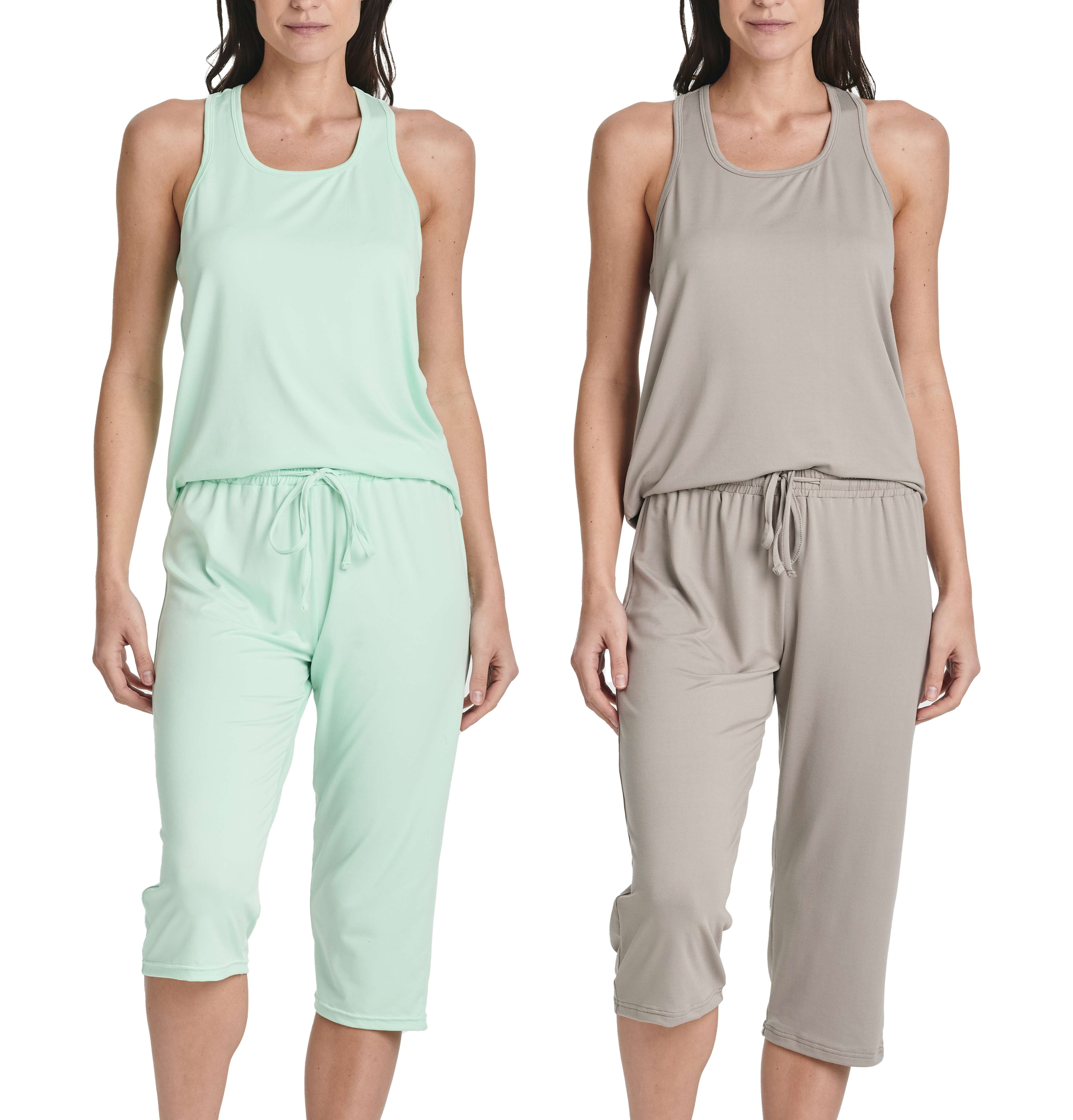 Real Essentials 2 Pack: Women’s Pajama Set Tank Top and Capri Pants ...