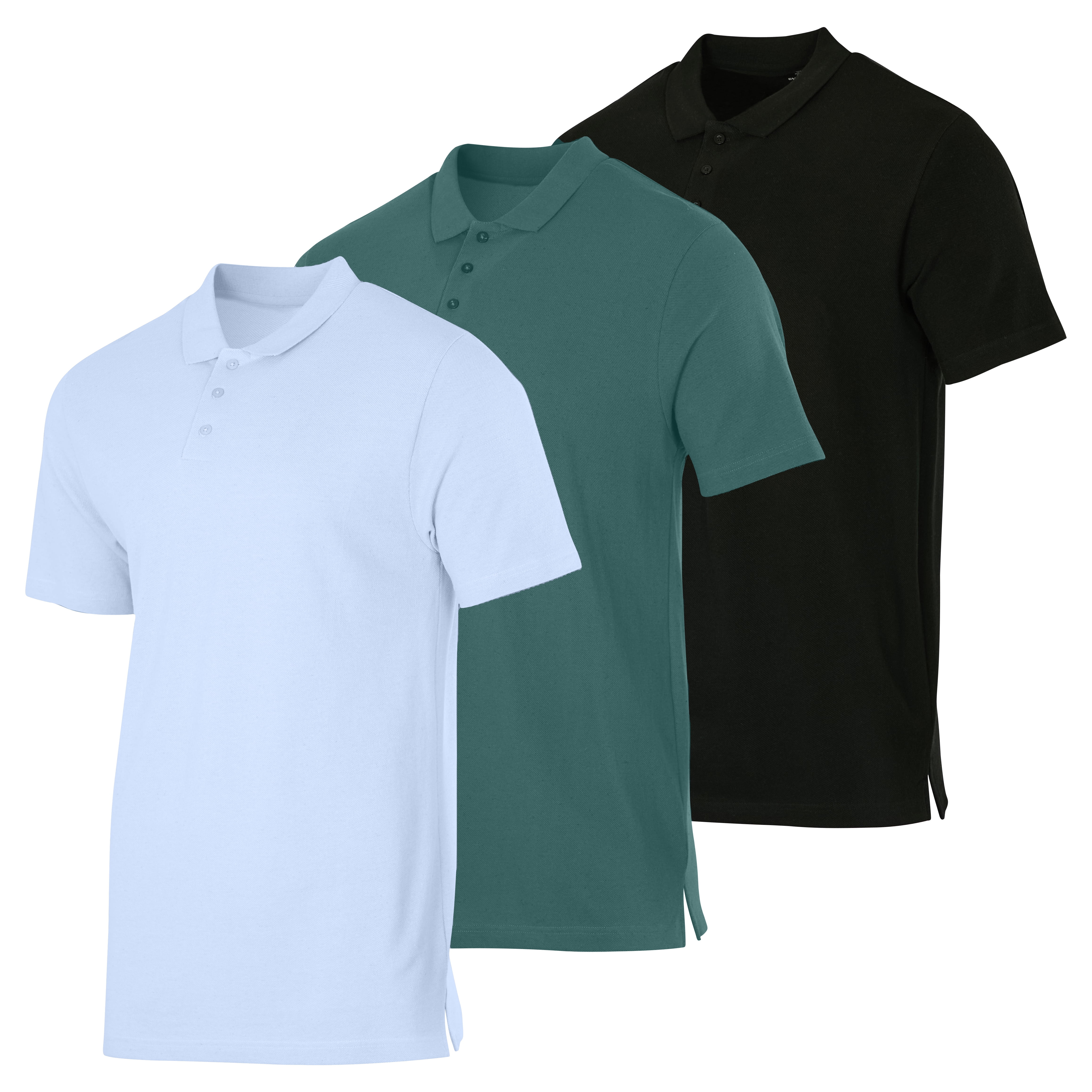 Real Essentials 3 & 4 Pack: Men's Cotton Pique Short Sleeve Polo Shirt ...