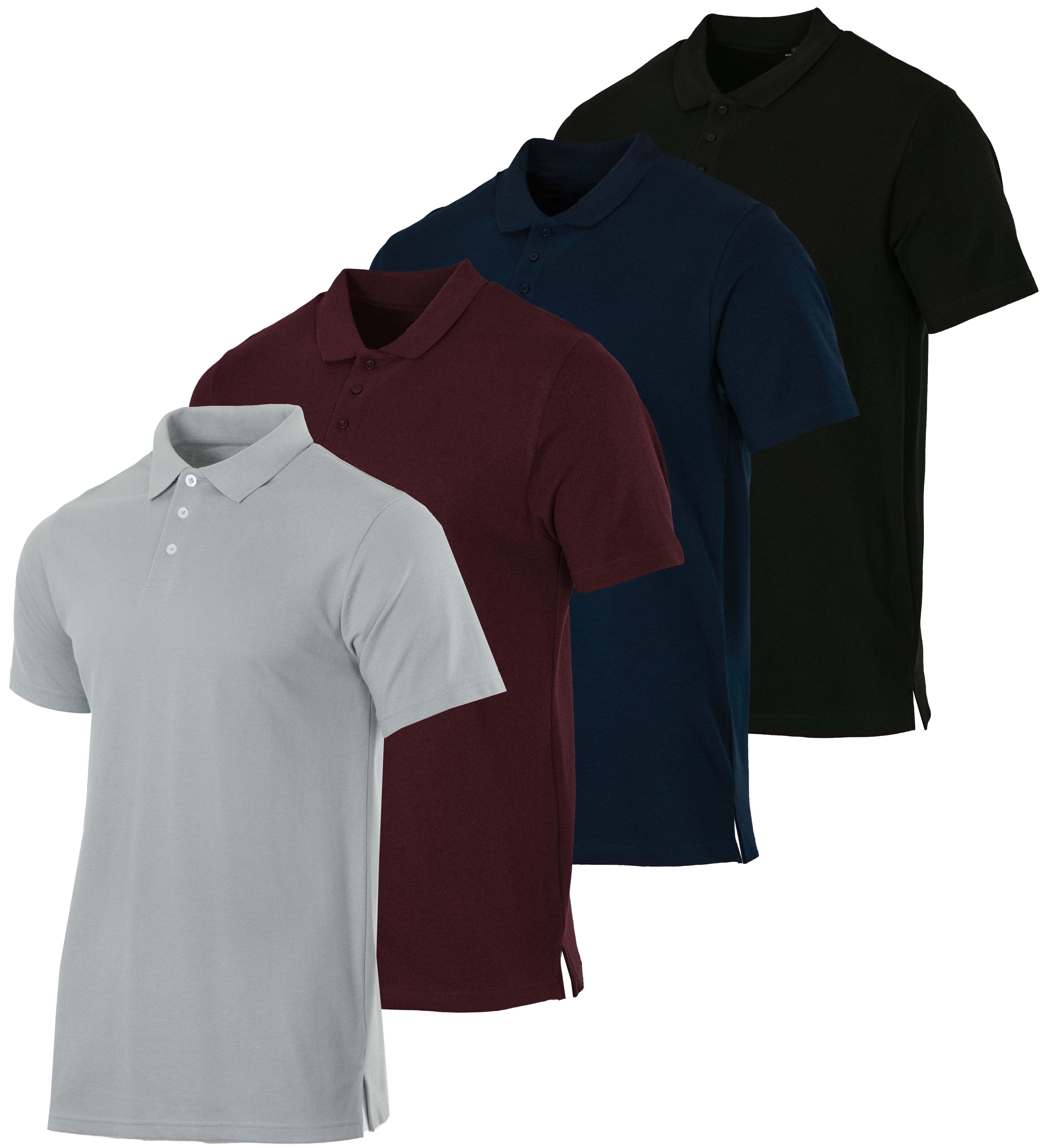 Real Essentials 3 & 4 Pack: Men's Cotton Pique Short Sleeve Polo Shirt ...