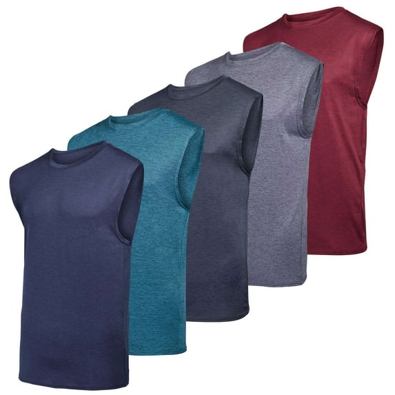 Real Essentials 3 & 5 Pack: Men's Dry-Fit Active Muscle Tank Top ...