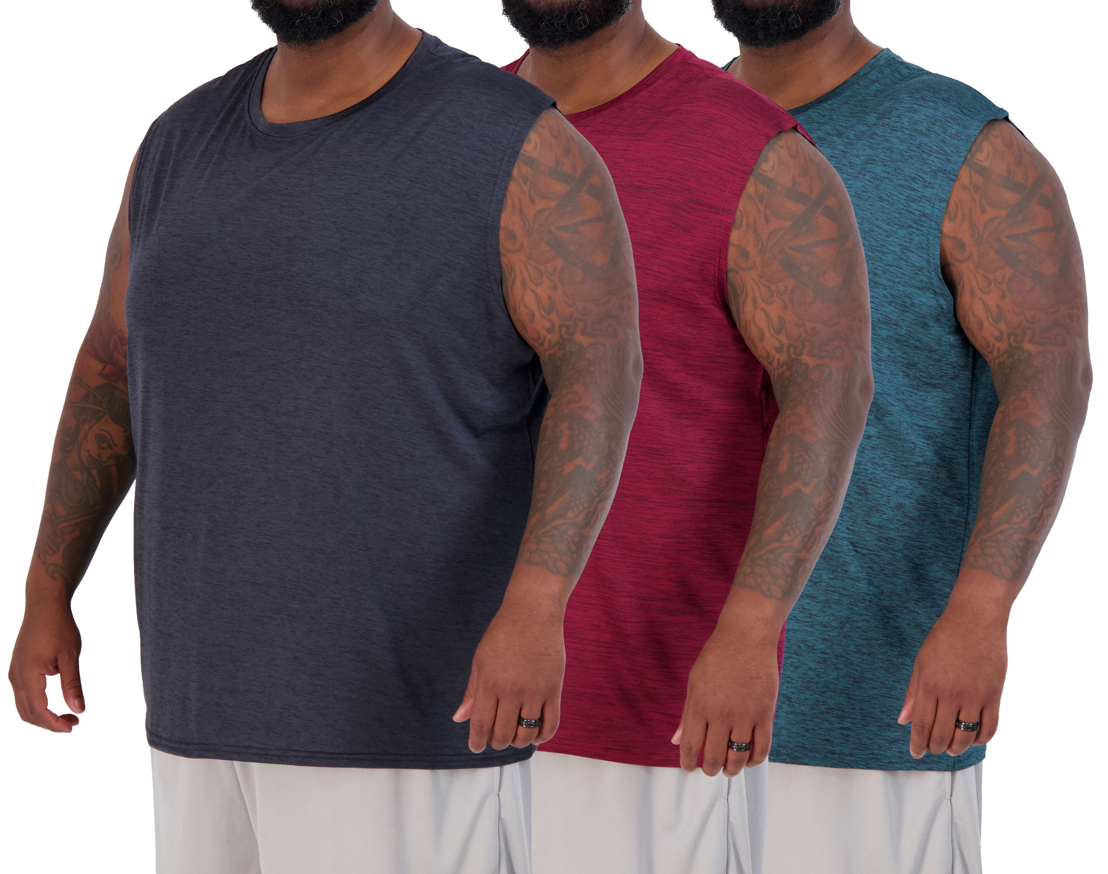 Real Essentials 3 & 5 Pack: Men's Dry-Fit Active Muscle Tank Top ...