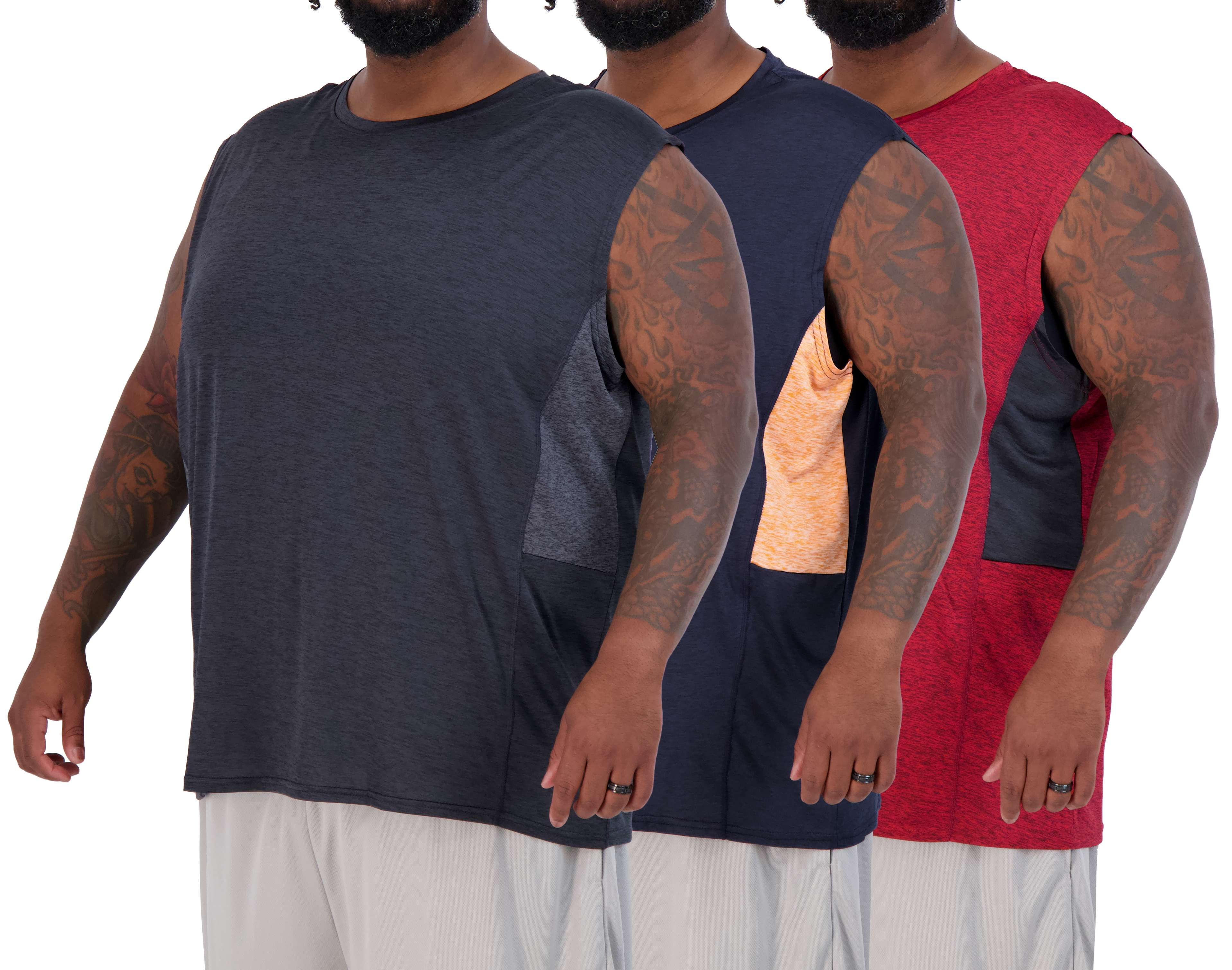 Real Essentials 3 & 5 Pack: Men's Dry-Fit Active Muscle Tank Top ...