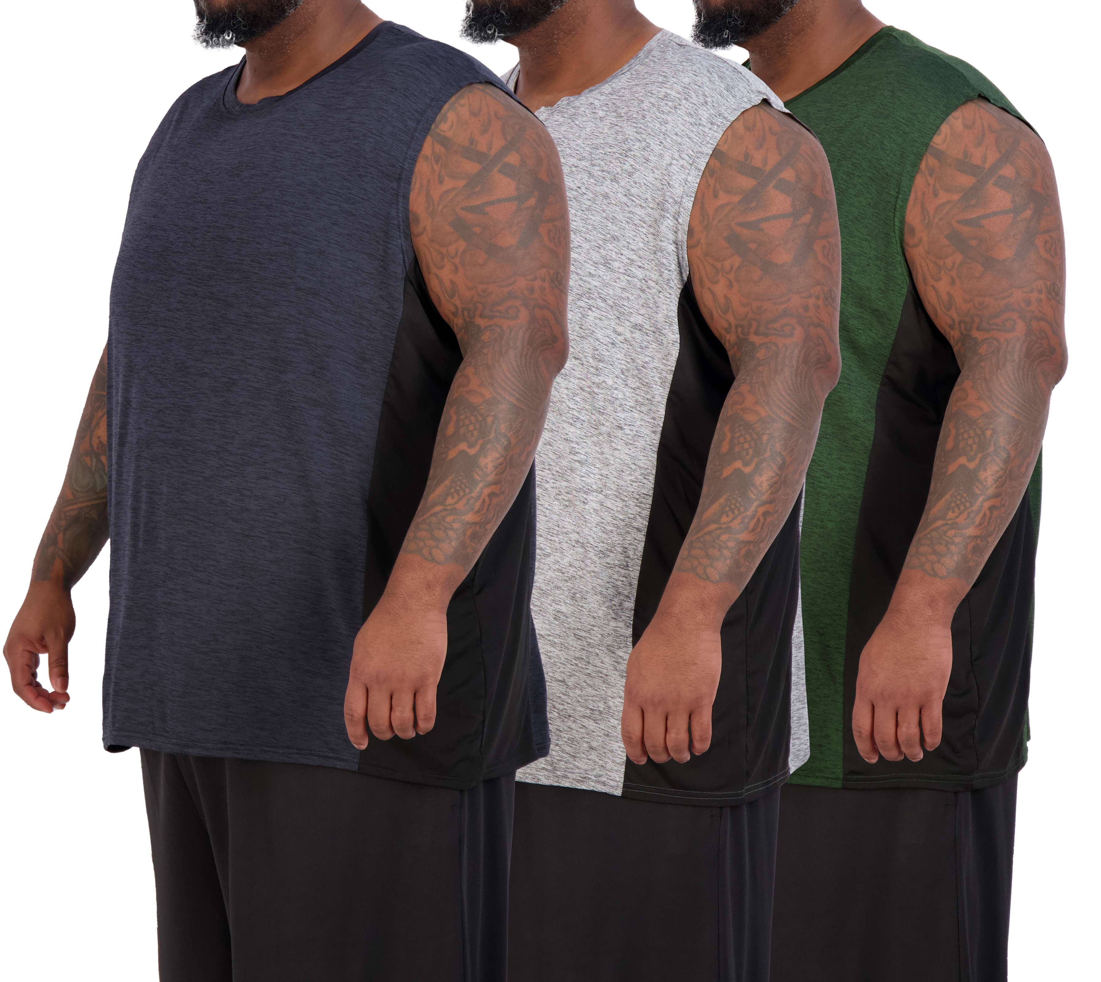 Real Essentials 3 & 5 Pack: Men's Dry-Fit Active Muscle Tank Top ...
