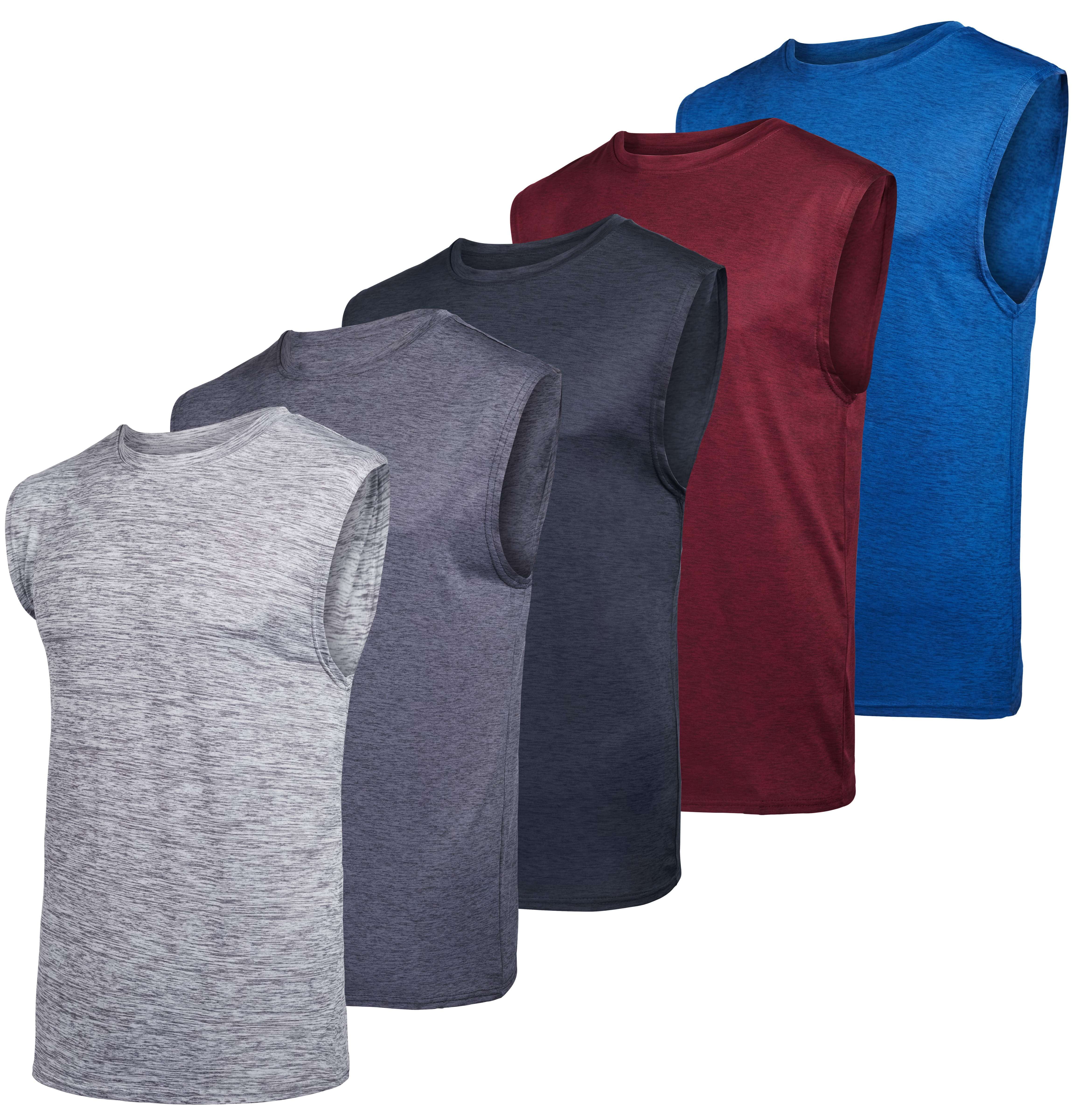 Real Essentials Men's Dry-Fit Muscle Tank Tops, 3 or 5 Pack ...